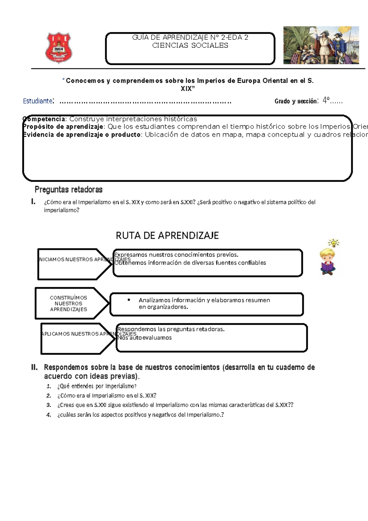 645797934 Guia de aprendizaje 2 EDA 2 Ciencias Sociales 4 - GUÌA DE APRENDIZAJE N° 2-EDA 2 ...