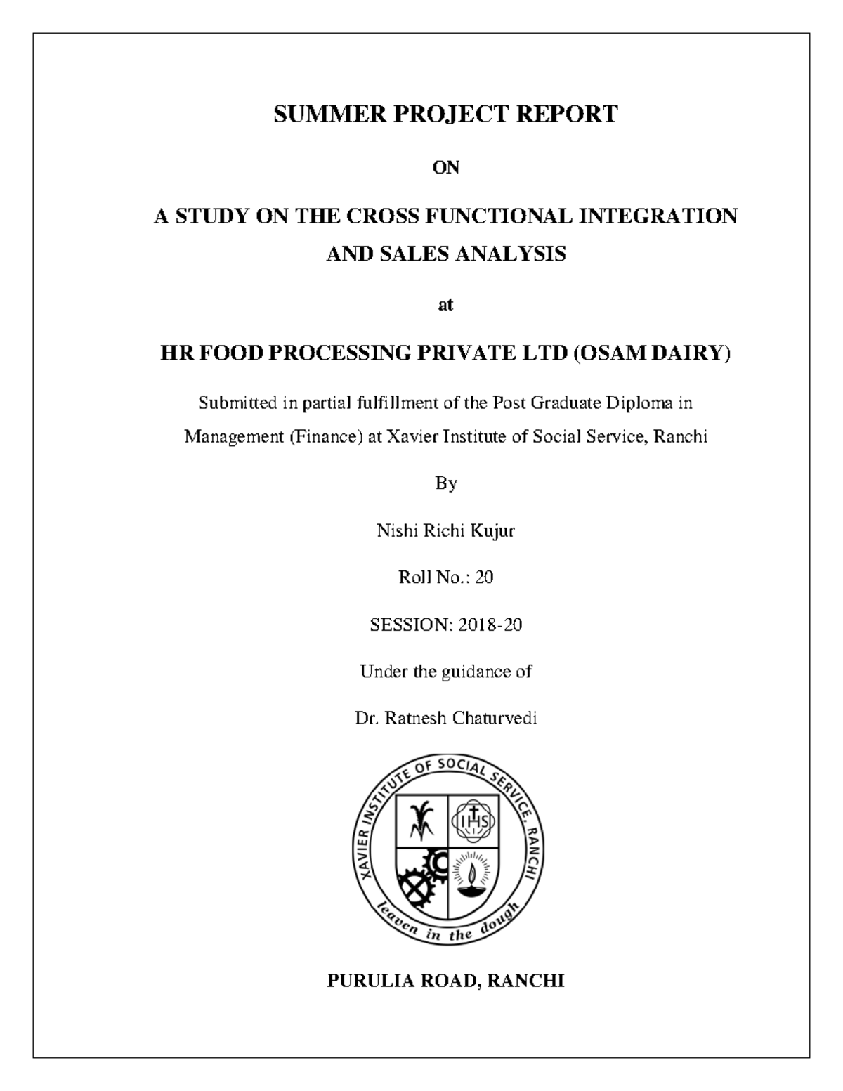 Report 1 - material - SUMMER PROJECT REPORT ON A STUDY ON THE CROSS ...