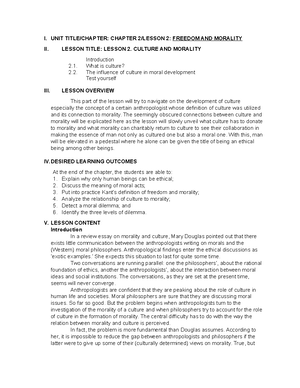 Ethics. module 4 - I. UNIT TITLE/CHAPTER TITLE: CHAPTER 4:LESSON 1: THE ...