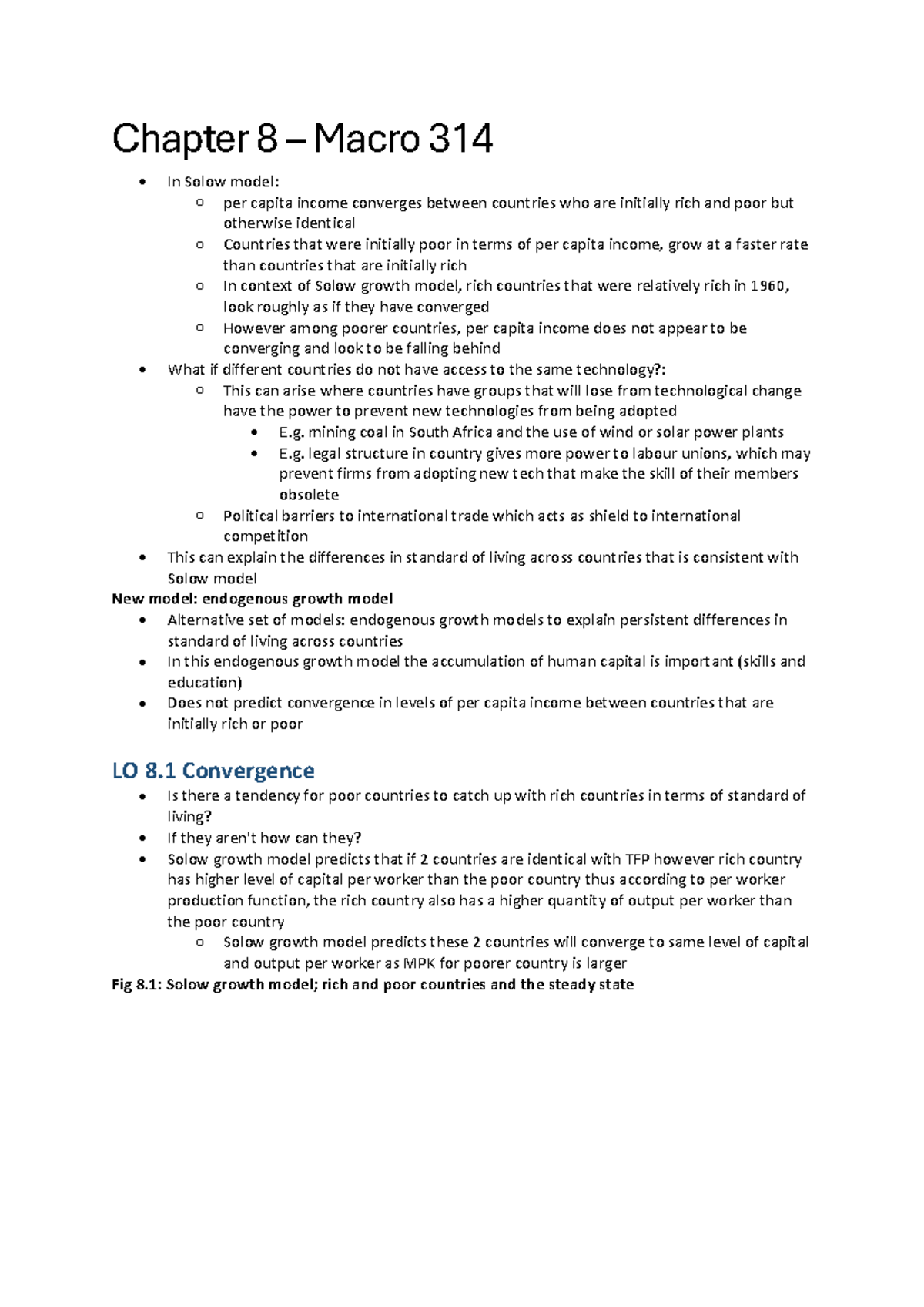 Macros Chapter 8 - Chapter 8 – Macro 314 • In Solow model: o per capita ...