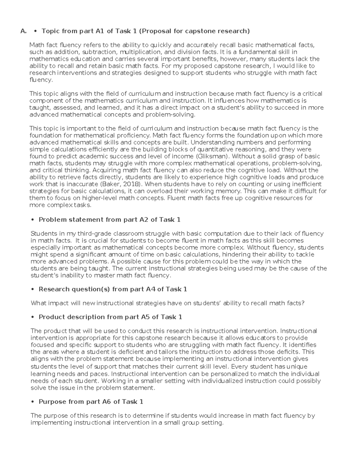 OPM3 TASK 3 - classwork for task 3 - A. • Topic from part A1 of Task 1 (Proposal for capstone ...