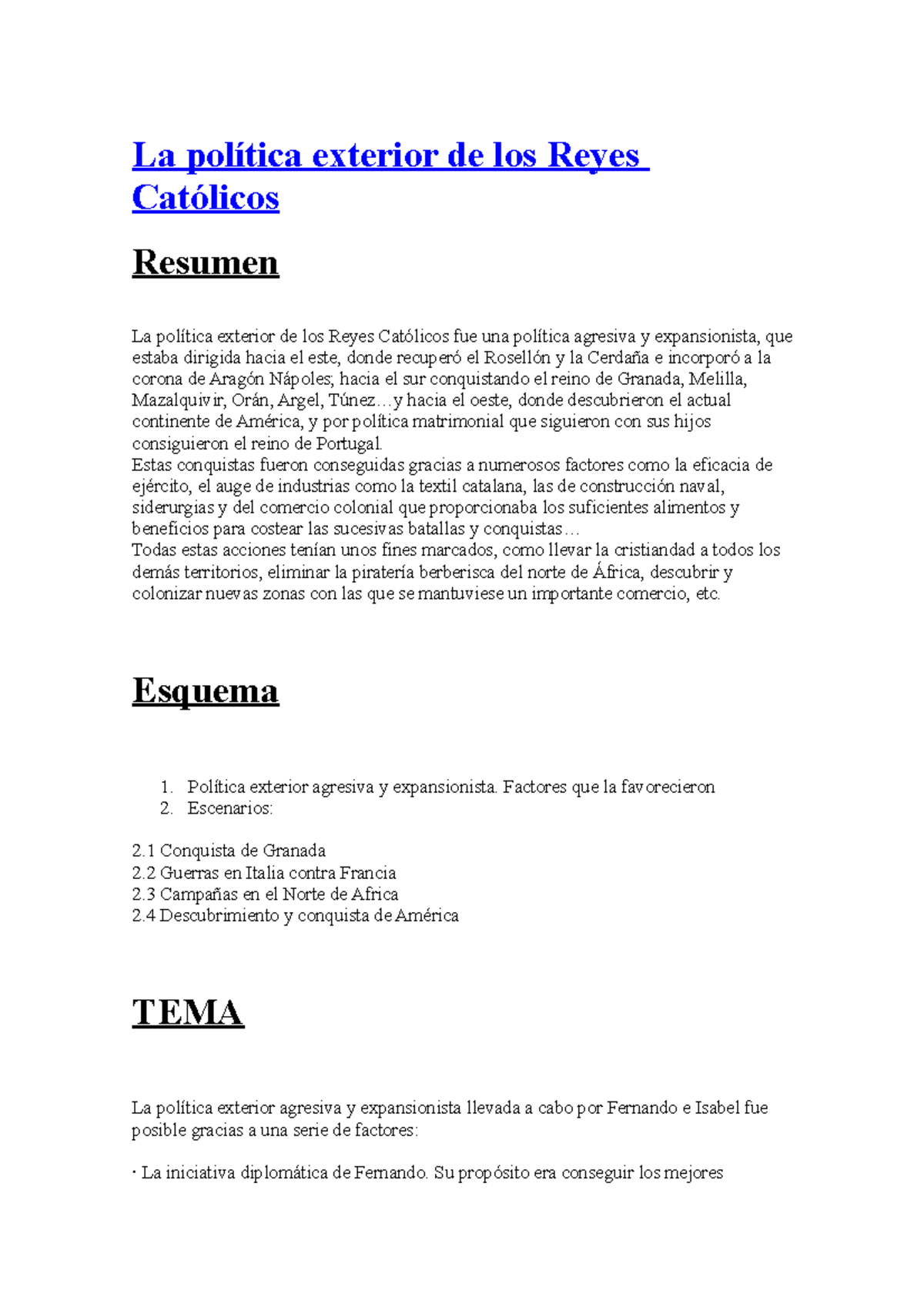 La política exterior de los Reyes Católicos - La política exterior de los Reyes Católicos ...