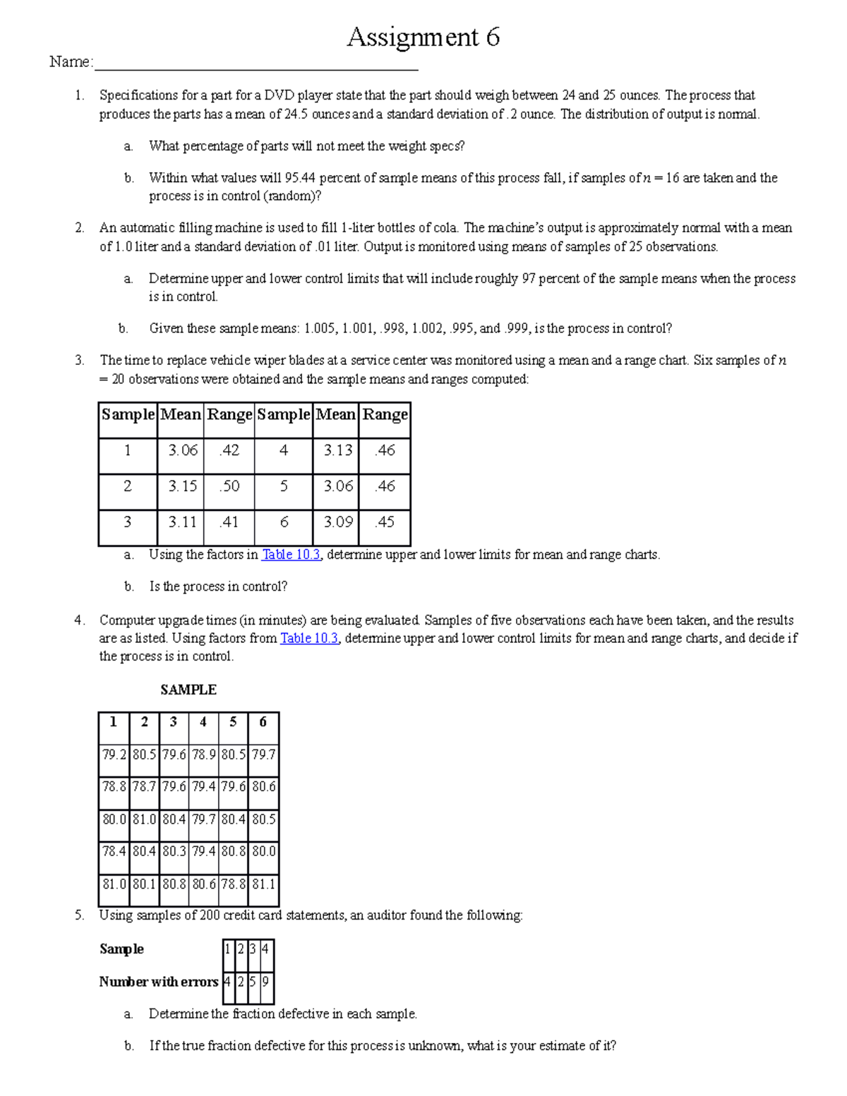 OPM301- Assignment 6-VER2 - Assignment 6 Name ...