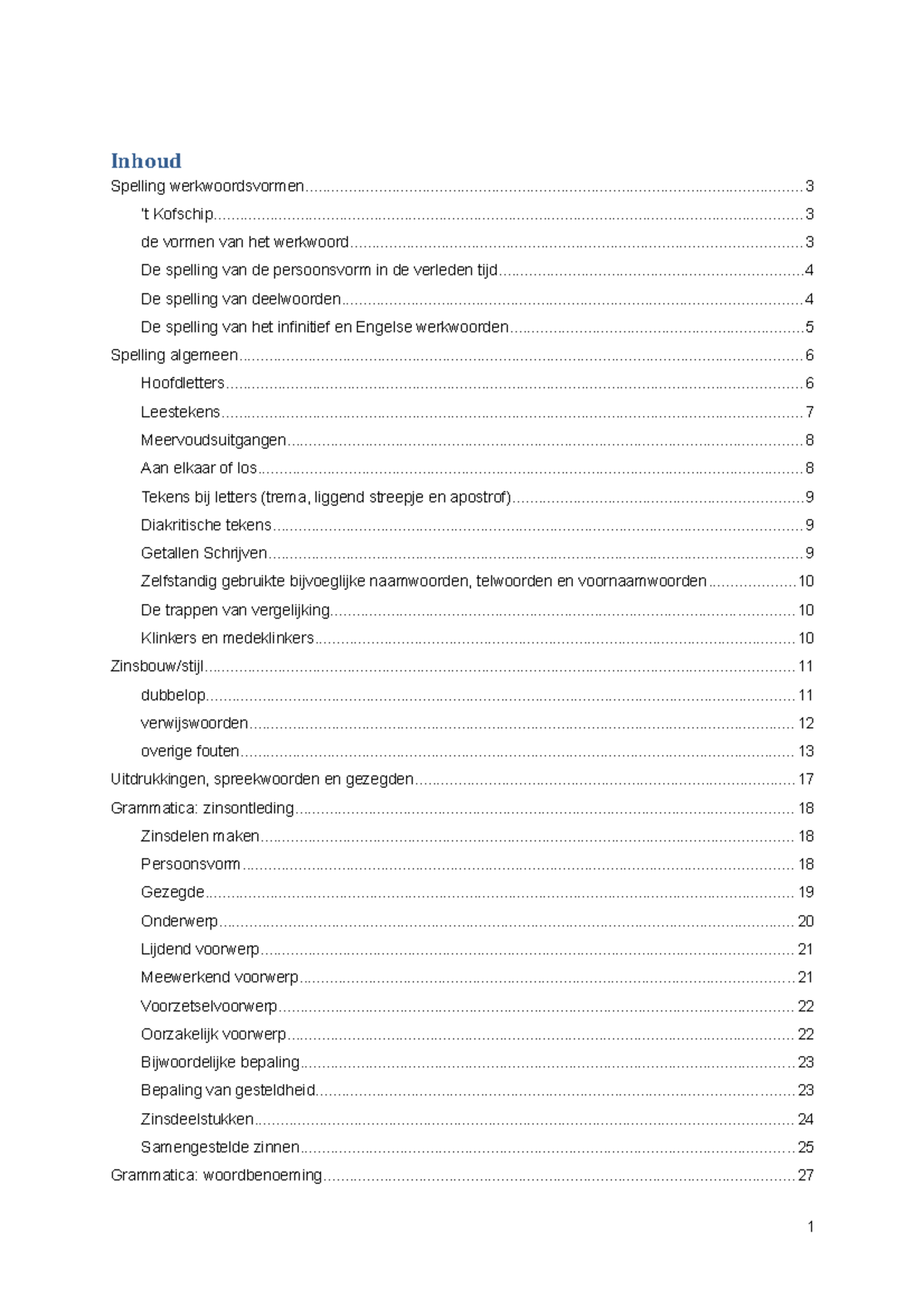 Samenvatting taaltoets - Inhoud Spelling - Studeersnel