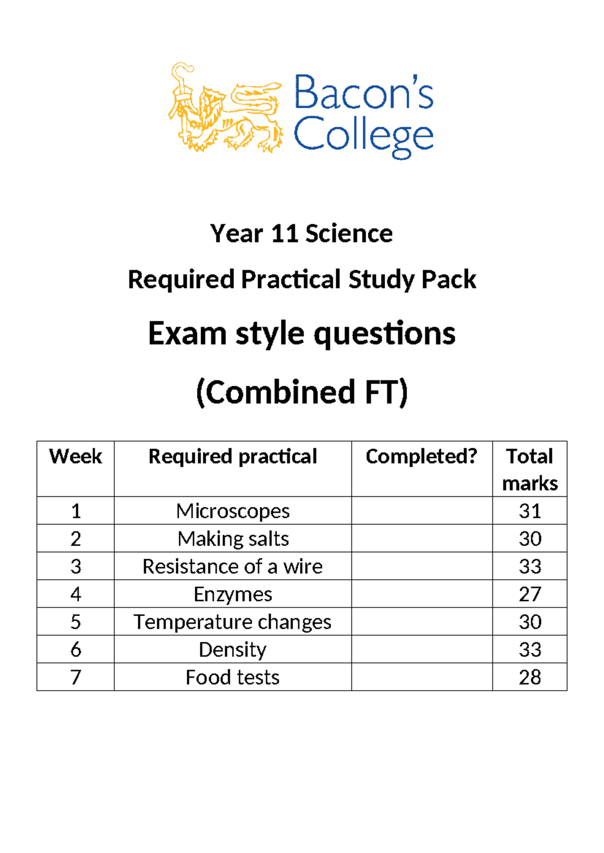 Y11 Module 2 required practical booklets FT with MS - Year 11 Science ...