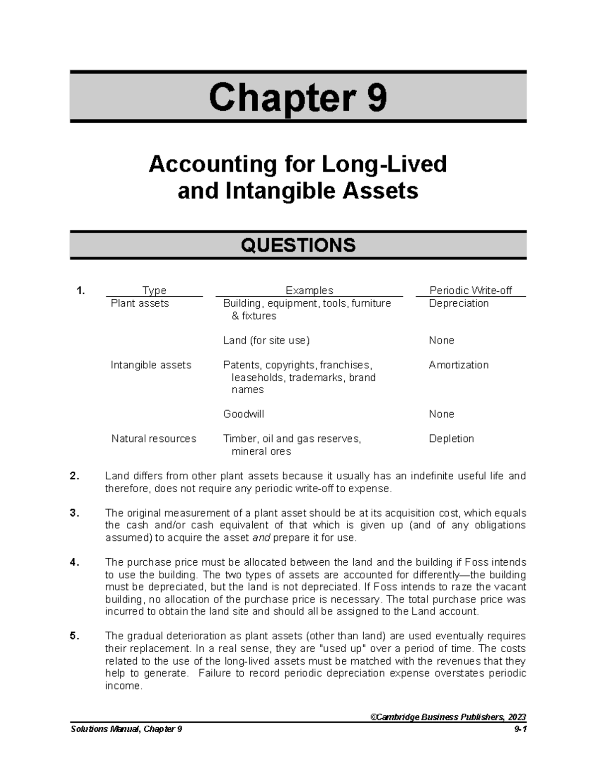 Textbook Solutions - Chapter 9 - Chapter 9 Accounting for Long-Lived ...