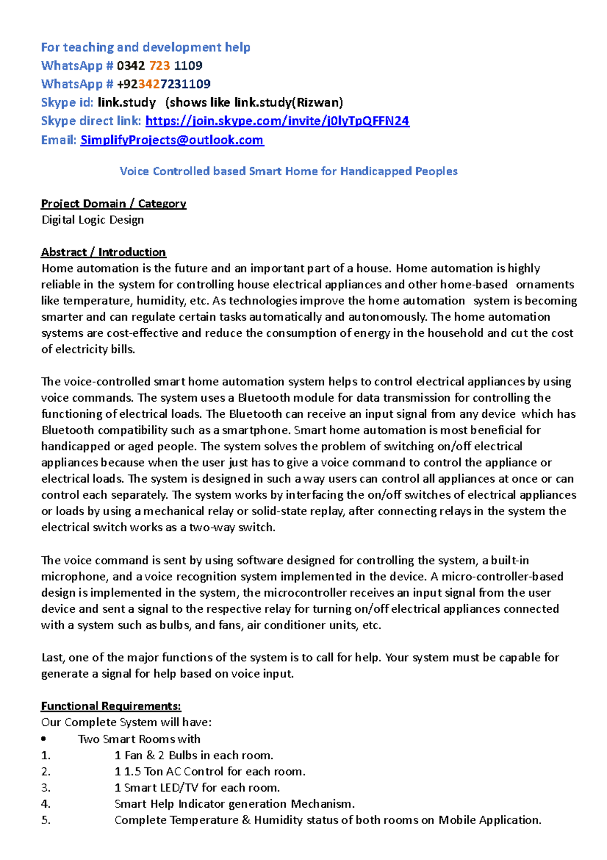 Voice Controlled based Smart Home for Handicapped Peoples - For ...