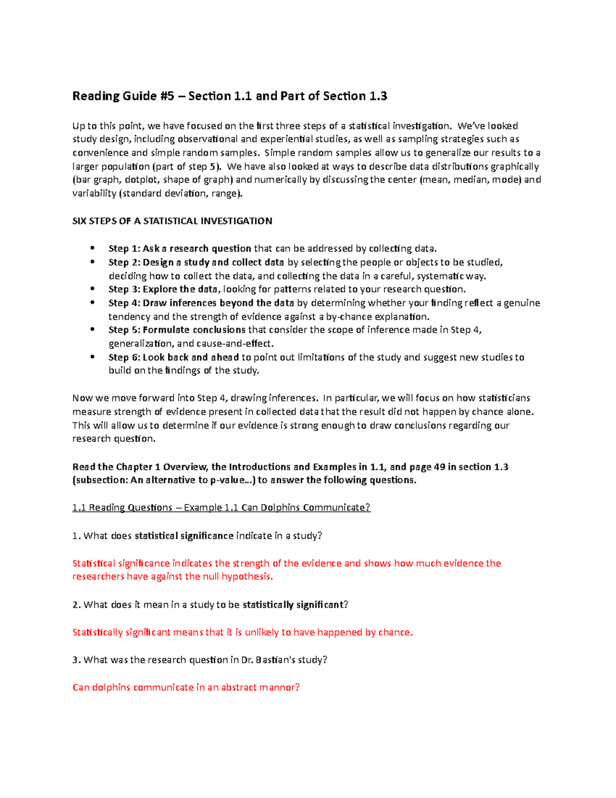 RG #5 - reading guide questions - Reading Guide #5 – Section 1 and Part of Section 1. Up to this ...