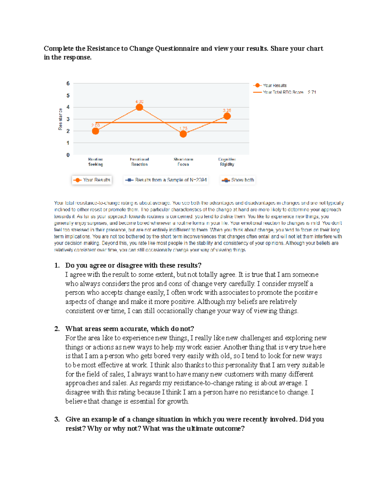 Porfolio - Complete the Resistance to Change Questionnaire and view ...