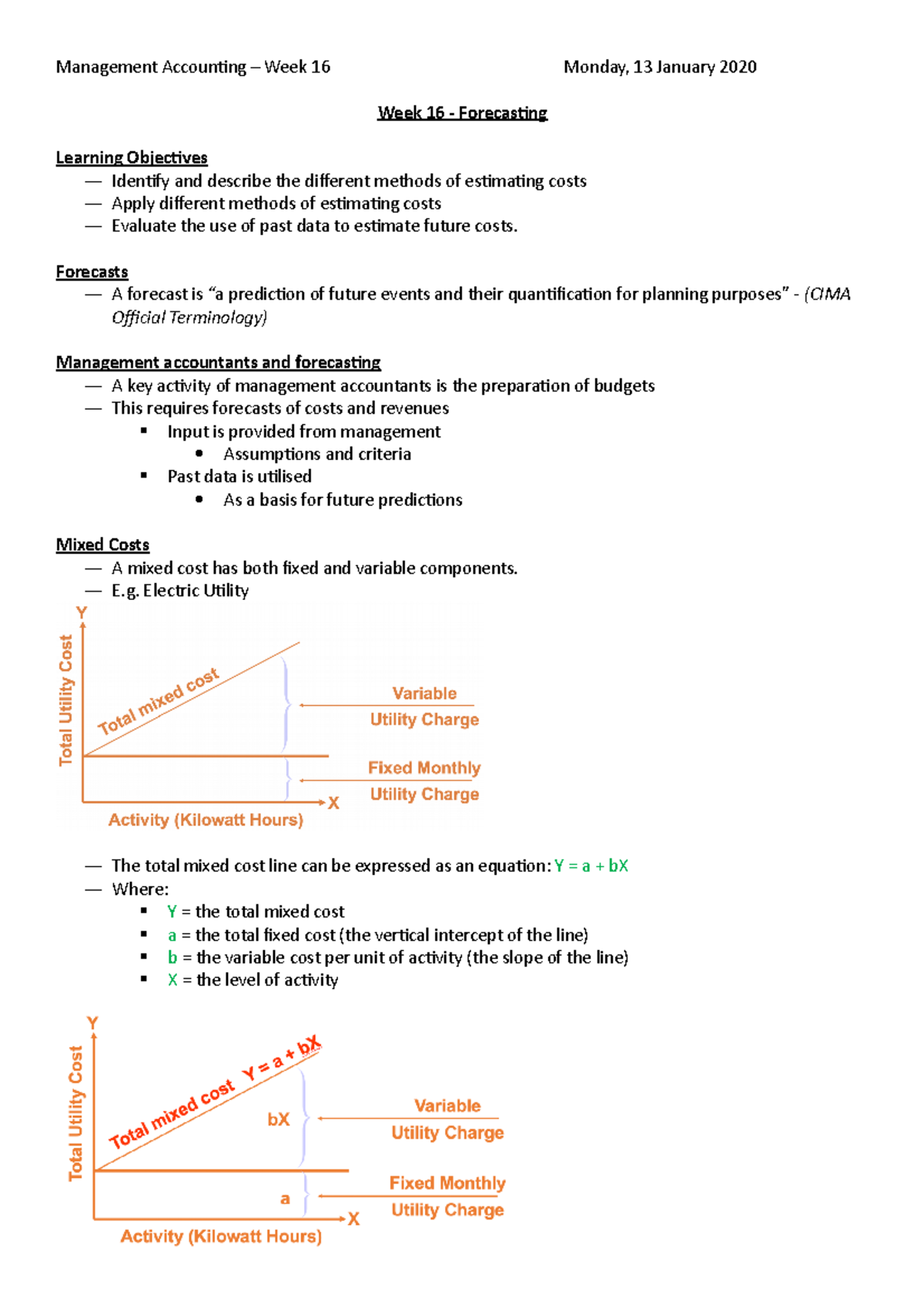 Lecture - Week 16 - Week 16 - Forecasting Learning Objectives ...