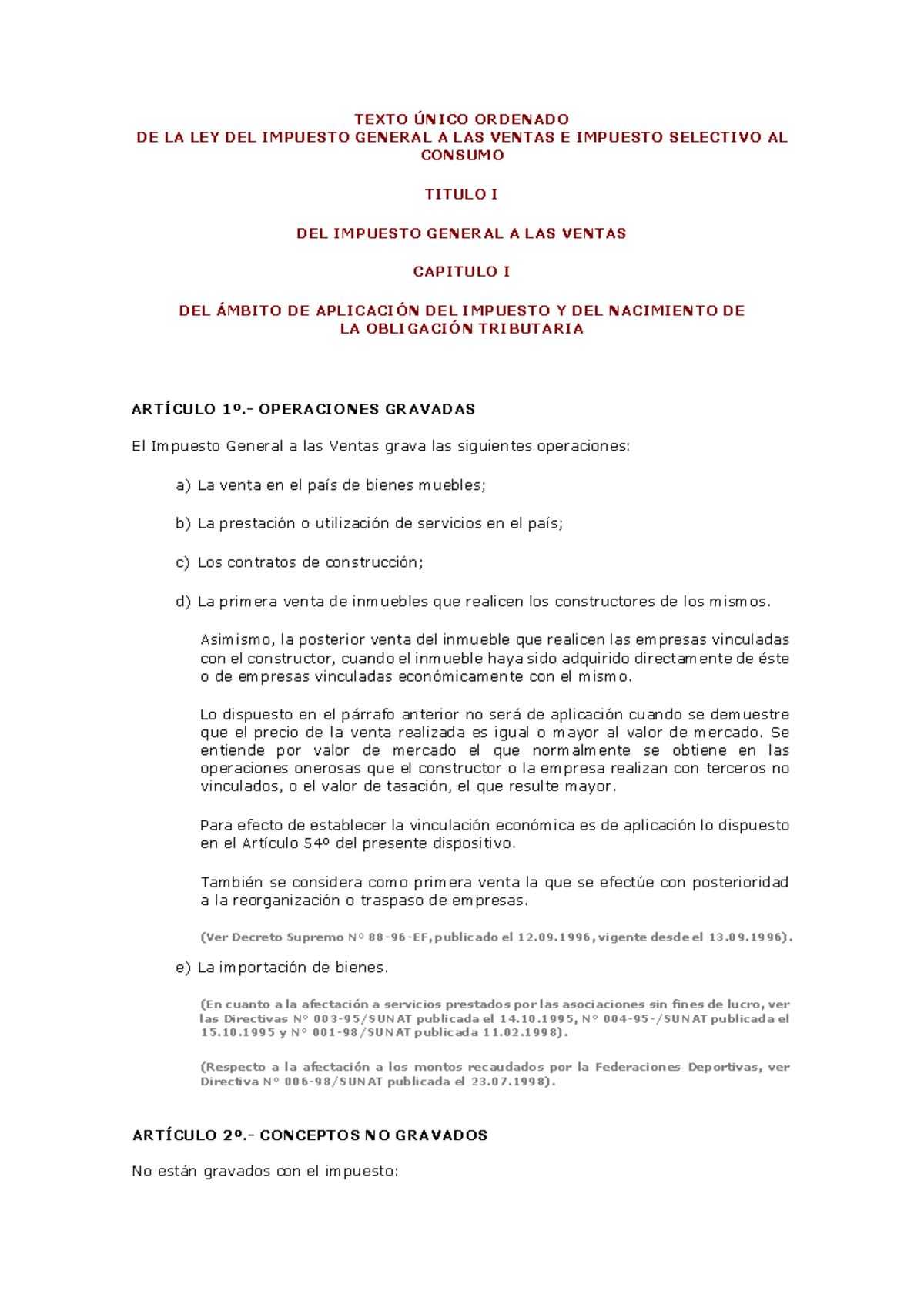 LEY IGV - LEY IGV - TEXTO ÚNICO ORDENADO DE LA LEY DEL IMPUESTO GENERAL ...
