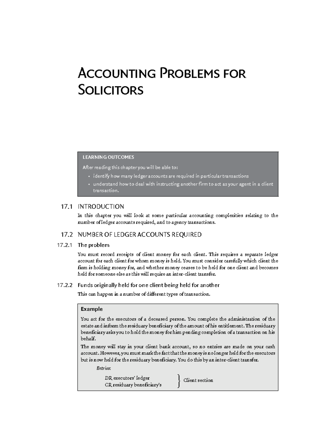 Accounting Problems for Solicitors - 17 NUMBER OF LEDGER ACCOUNTS ...