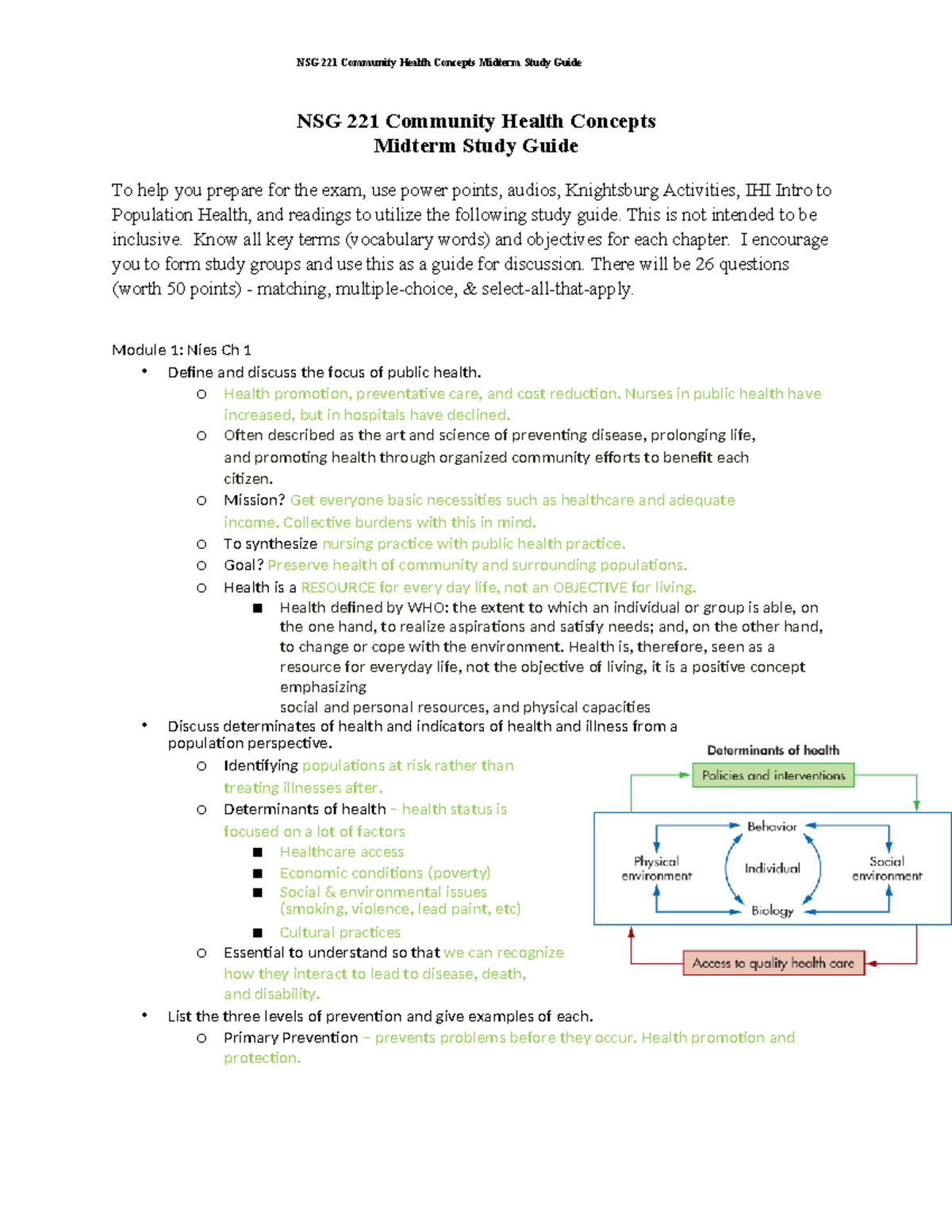 NSG 221 Midterm Study Guide Complete - NSG 221 Community Health ...