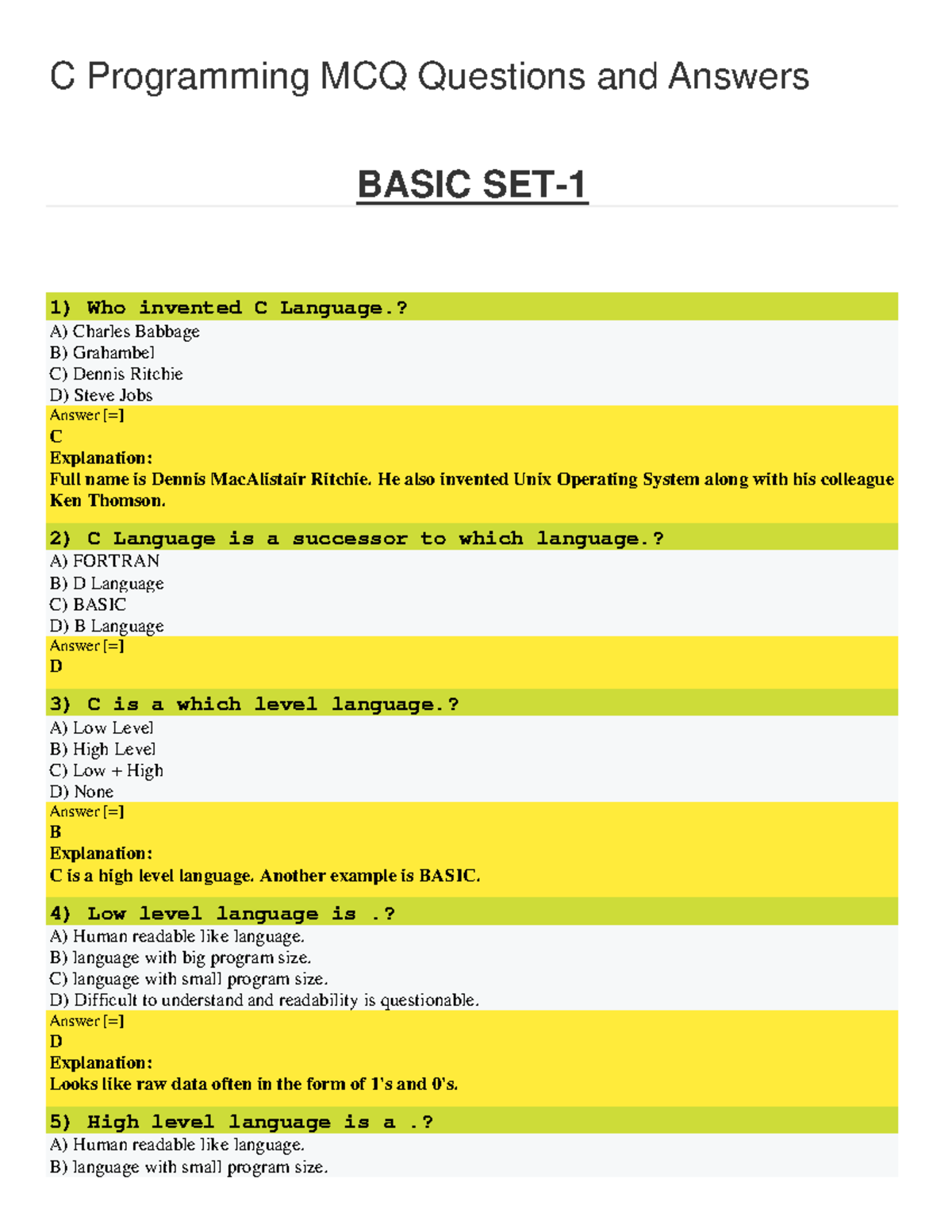 27e73850-fa36-4237-a428-e9ed41566 d95 - C Programming MCQ Questions and Answers BASIC SET- 1 1 ...