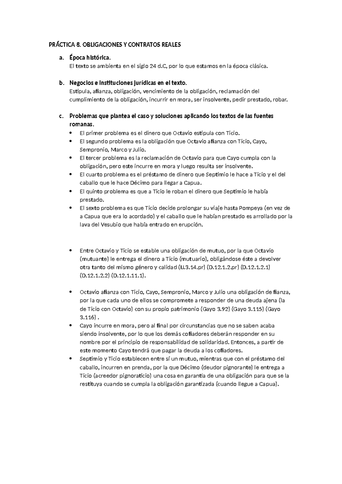 Práctica 8. Obligaciones y Contratos Reales - PRÁCTICA 8. OBLIGACIONES ...