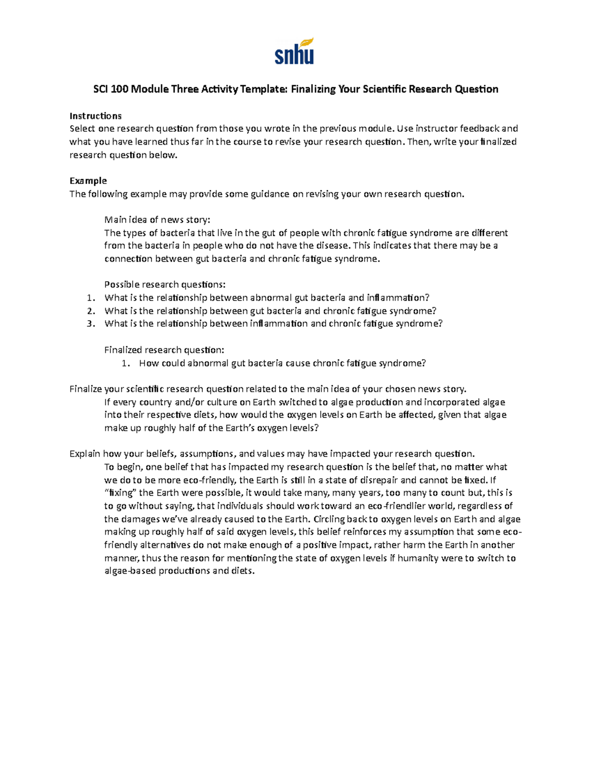 SCI 100 Module Three Activity Template Completed - SCI 100 Module Three ...