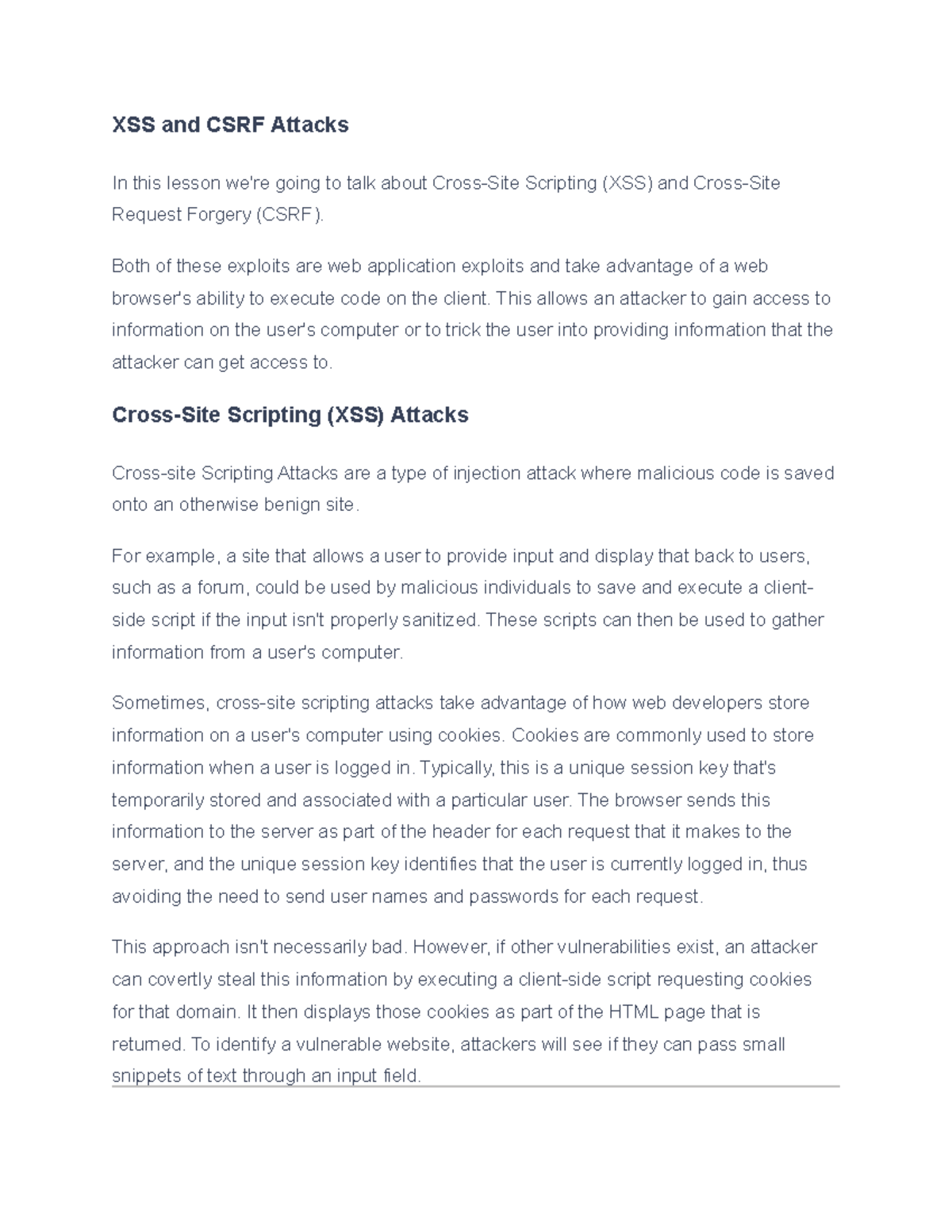 10 3 3 Xss And Csrf Attacks Xss And Csrf Attacks In This Lesson Were Going To Talk About