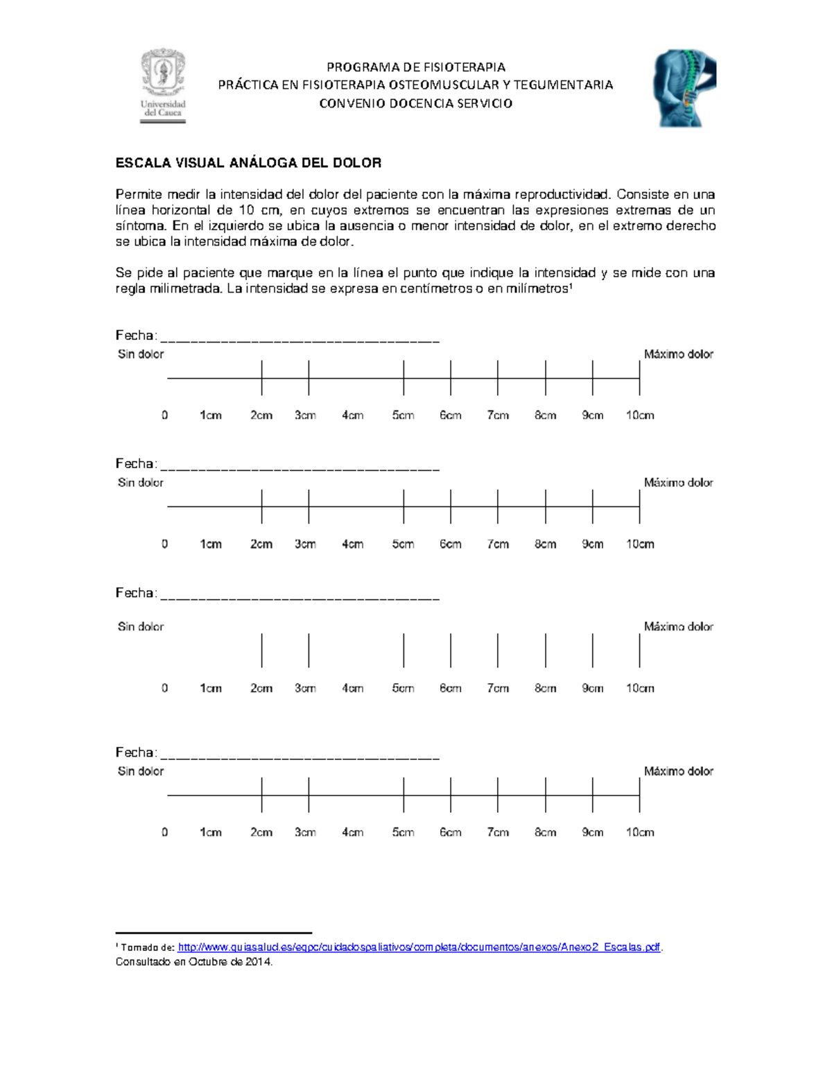 EVA Dolor - escala - PROGRAMA DE FISIOTERAPIA PRÁCTICA EN FISIOTERAPIA OSTEOMUSCULAR Y ...