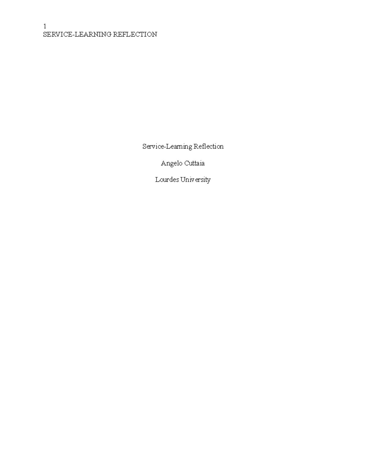 Service Learning Reflection - SERVICE-LEARNING REFLECTION Service ...