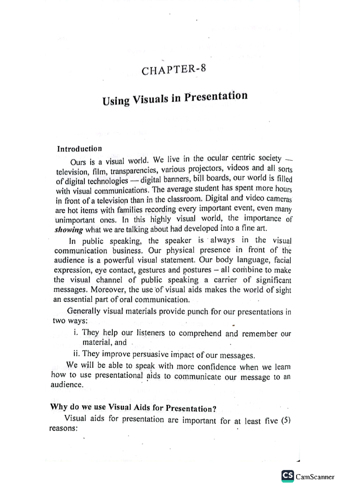 Using Visuals In Presentation English Studocu