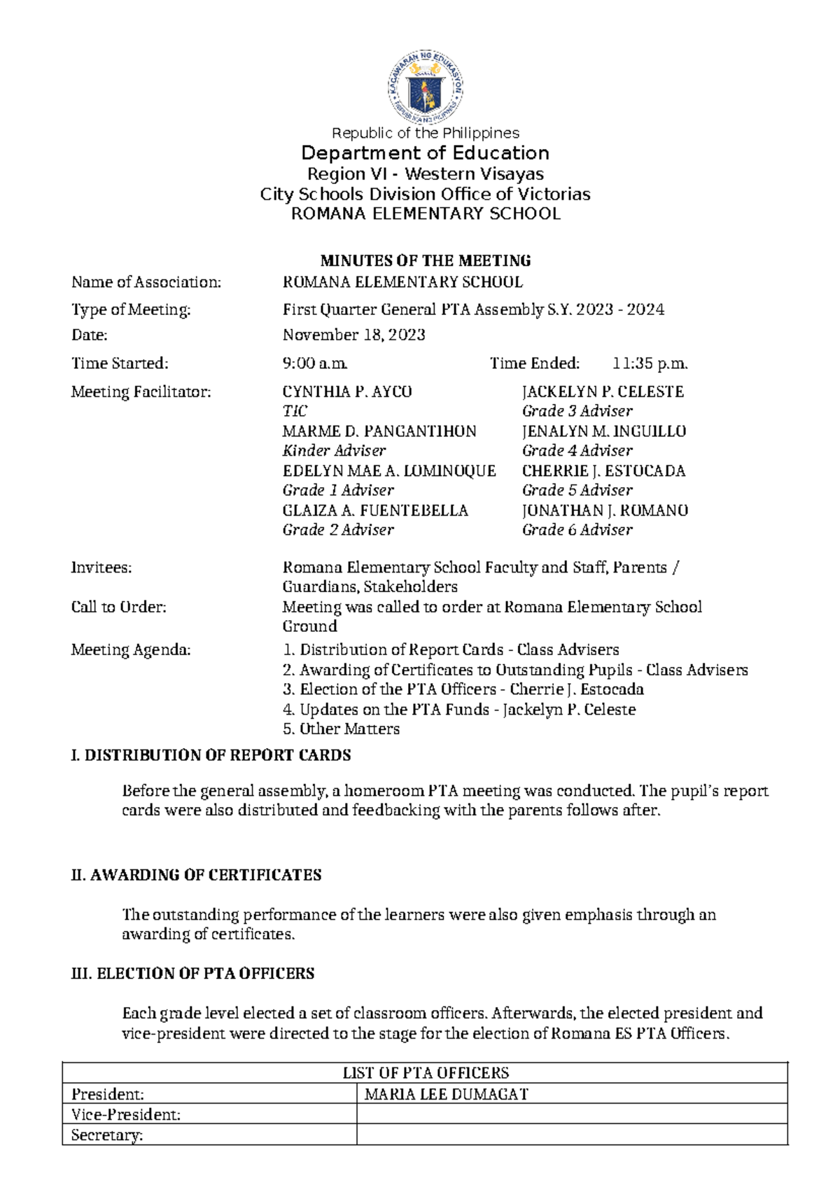 1st Quarter PTA General Assembly 11-18-2023 - Republic of the ...