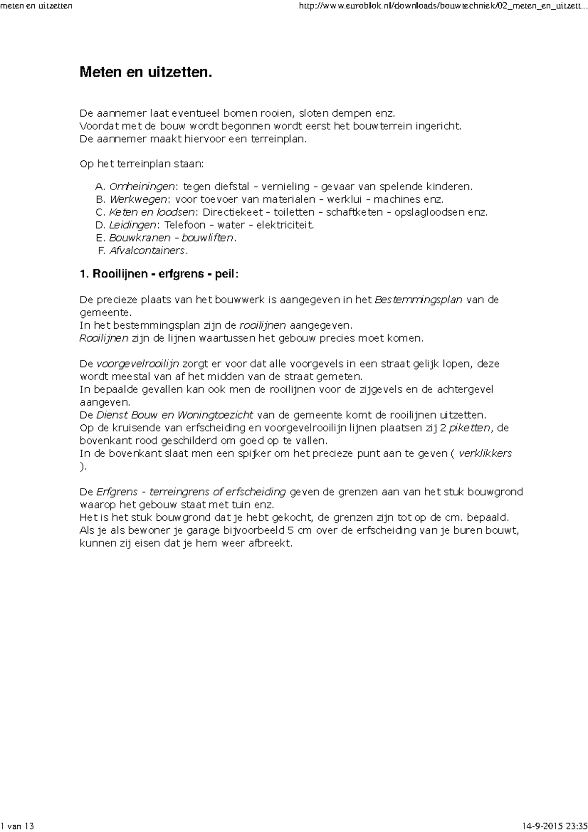Pdf 026 meten en uitzetten henk de heer - Meten en uitzetten. De ...