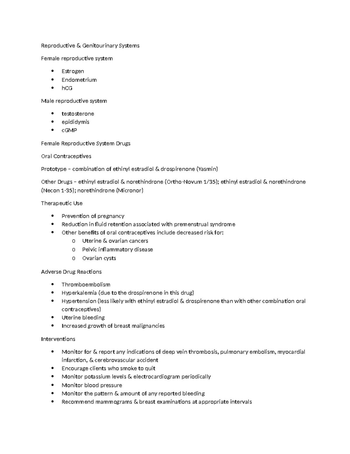 Reproductive and Genitourinary System notes - Reproductive ...