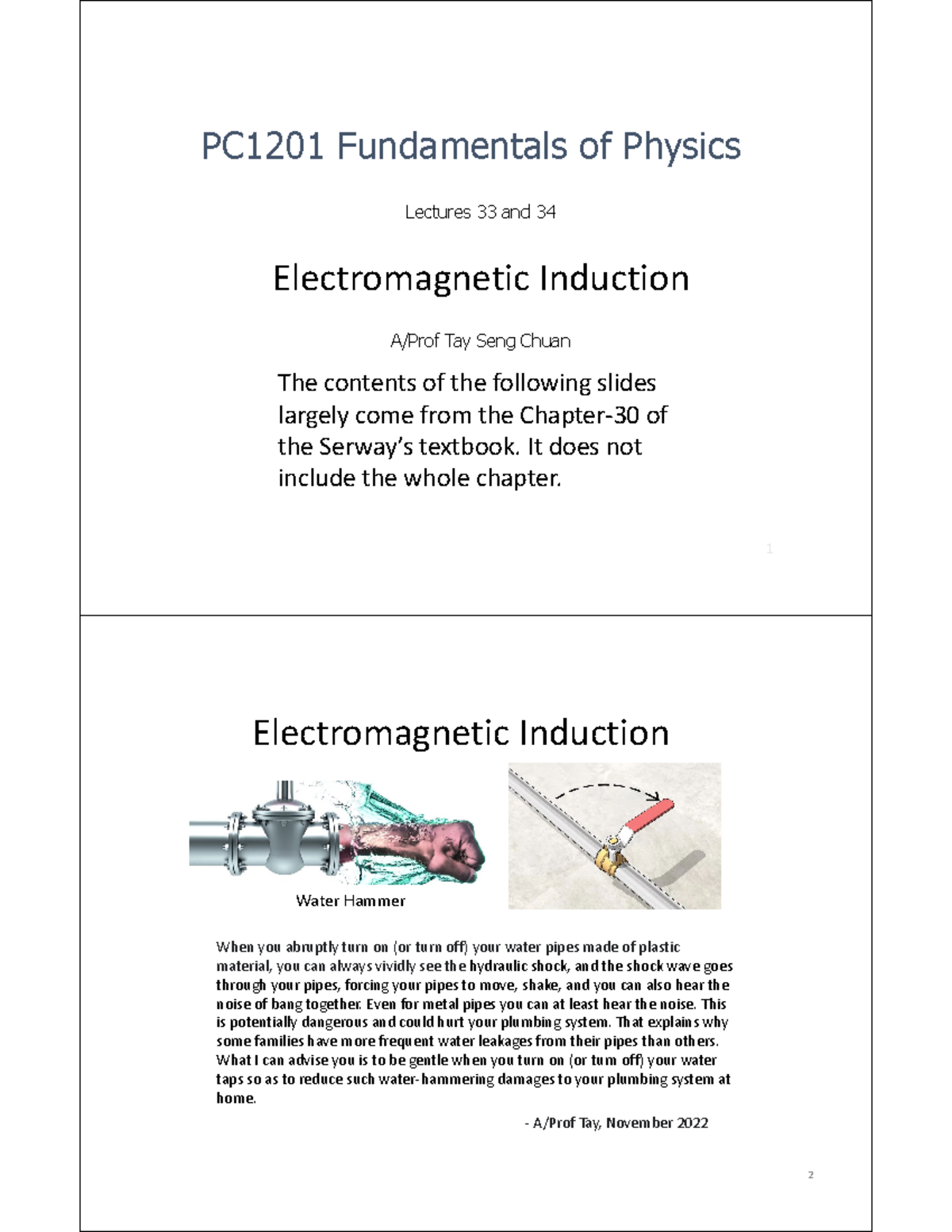 Chapter 30 2022 Semester-1 after lecture - 1 PC1201 Fundamentals of ...
