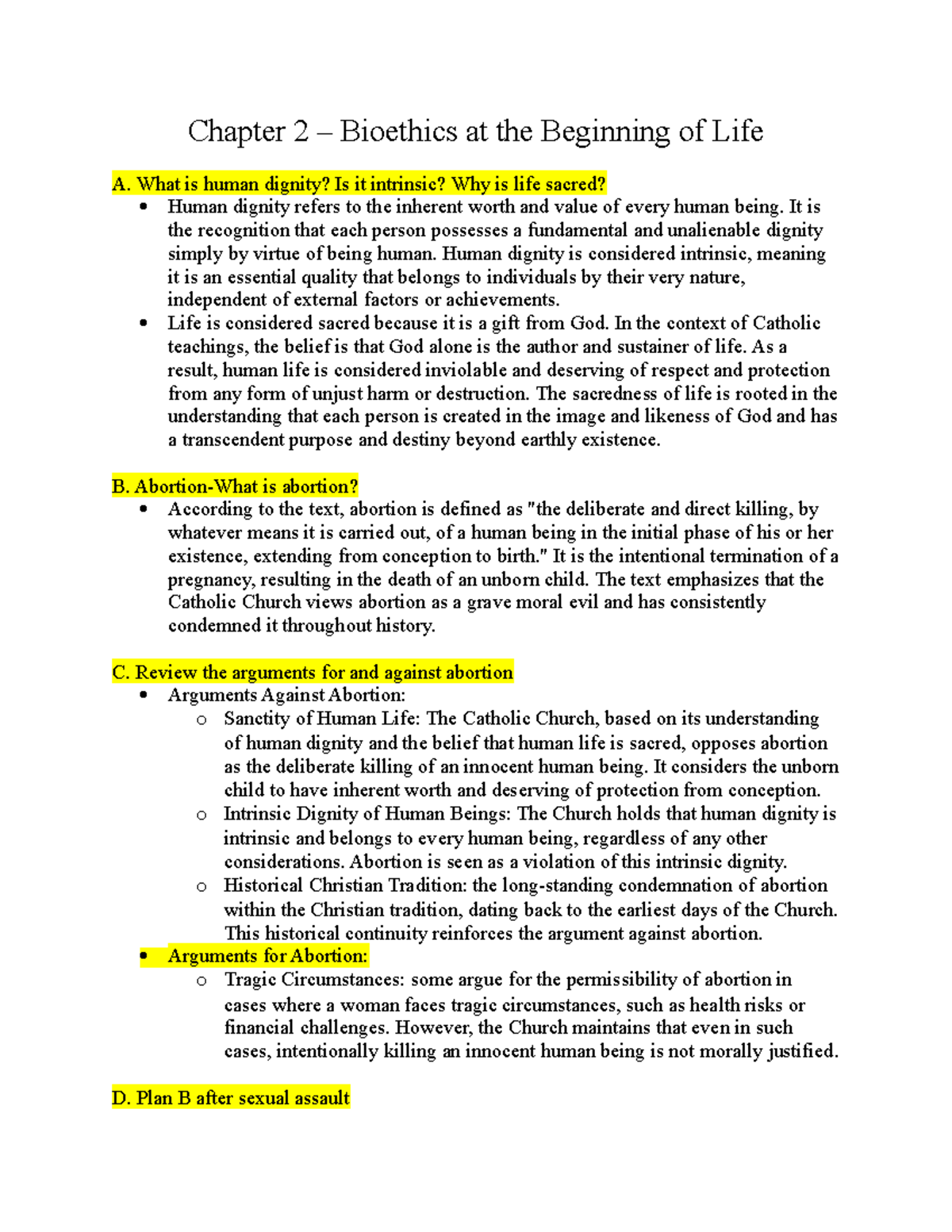 Bioethics Ch 2 Study Guide - NURS 6125 - Our Lady of the Lake College - Studocu