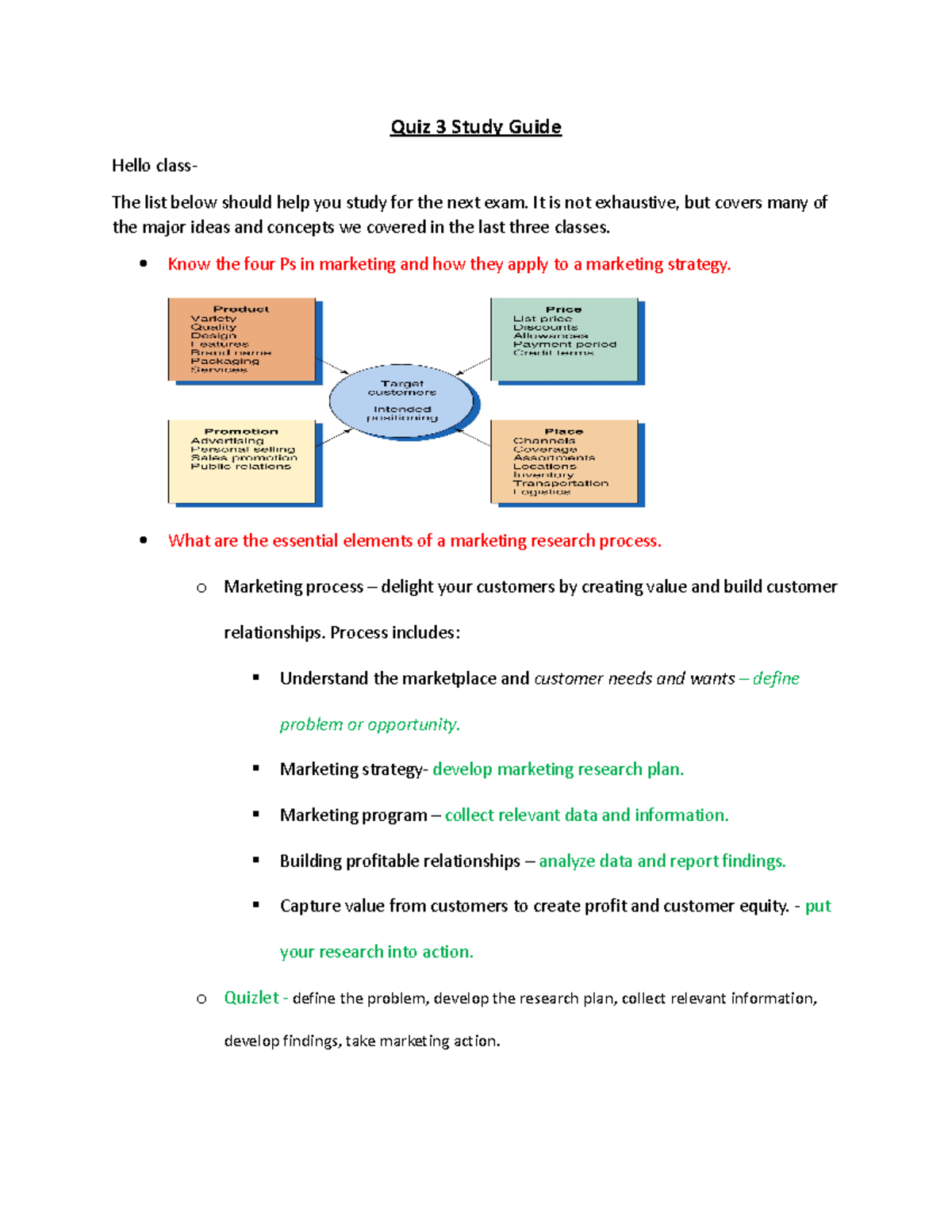 Quiz 3 Study Guide Fall 2023 - Quiz 3 Study Guide Hello class- The list ...