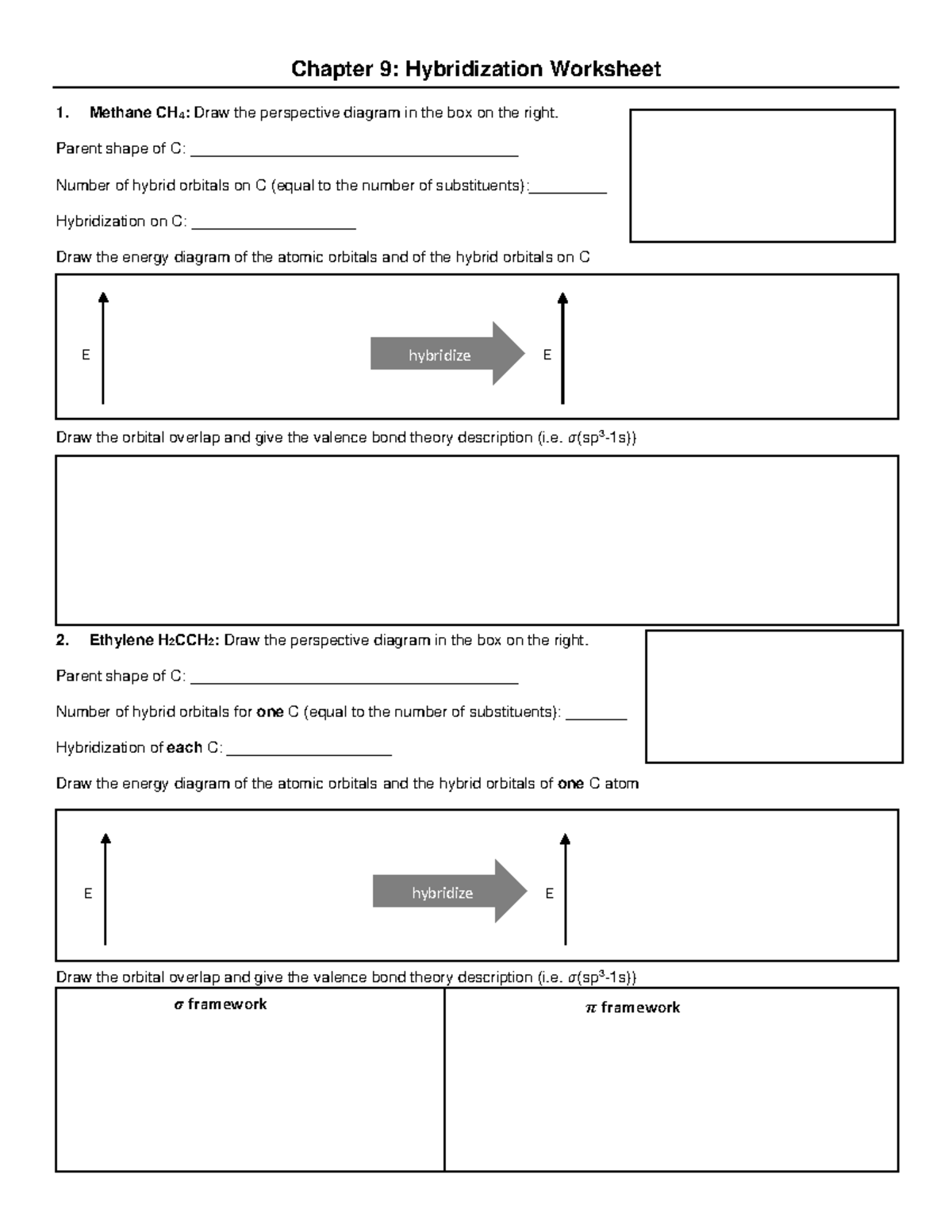 Chap9 Hybridization Worksheet - Chapter 9: Hybridization Worksheet ...