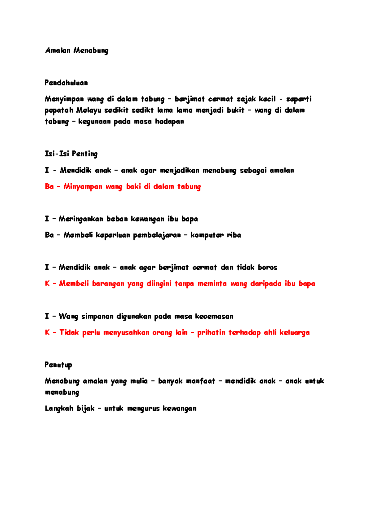 Amalan Menabung - Malay essay - Amalan Menabung Pendahuluan Menyimpan ...
