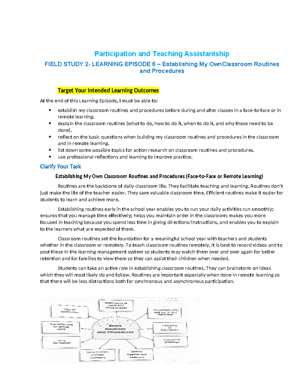 FS 2-6 - FS 2 Activity 3 - Participation and Teaching Assistantship FIELD STUDY 2- LEARNING ...
