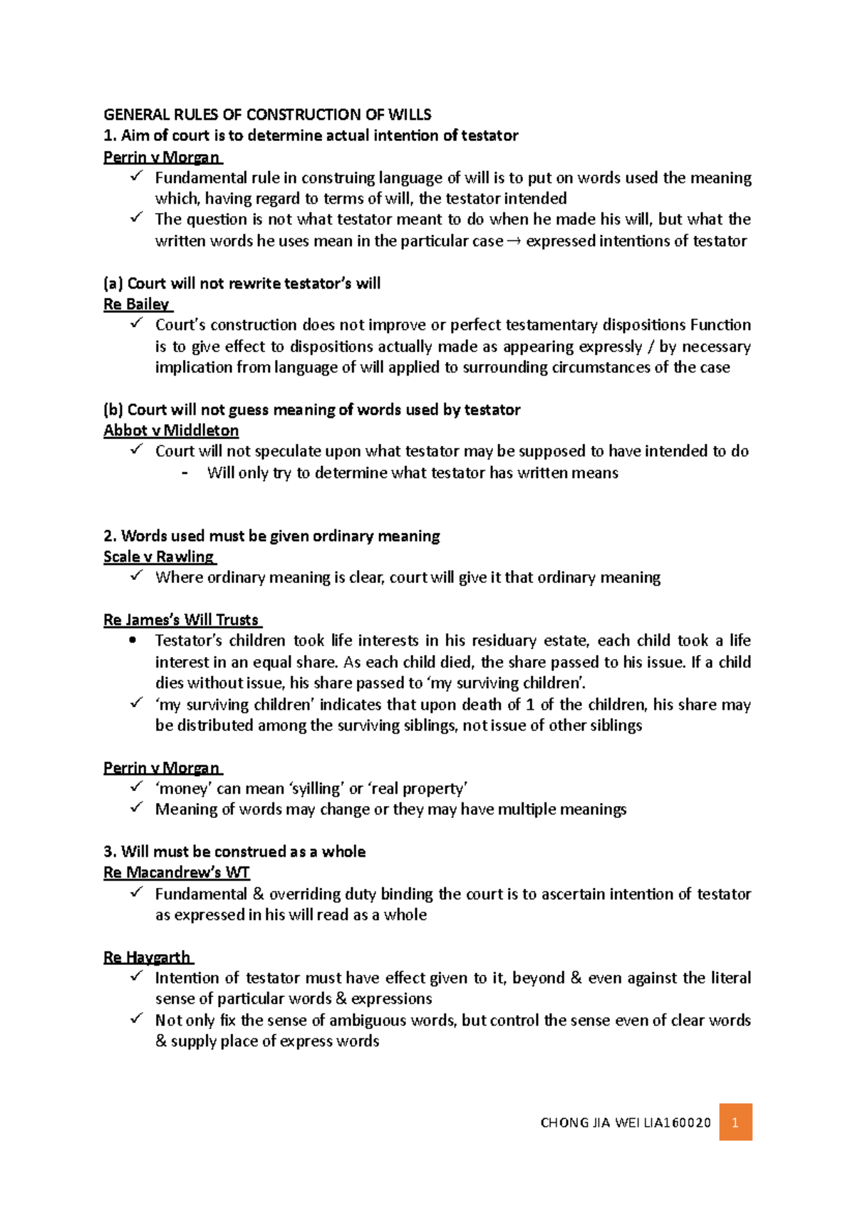 10 General Rules OF Construction OF Wills - GENERAL RULES OF ...