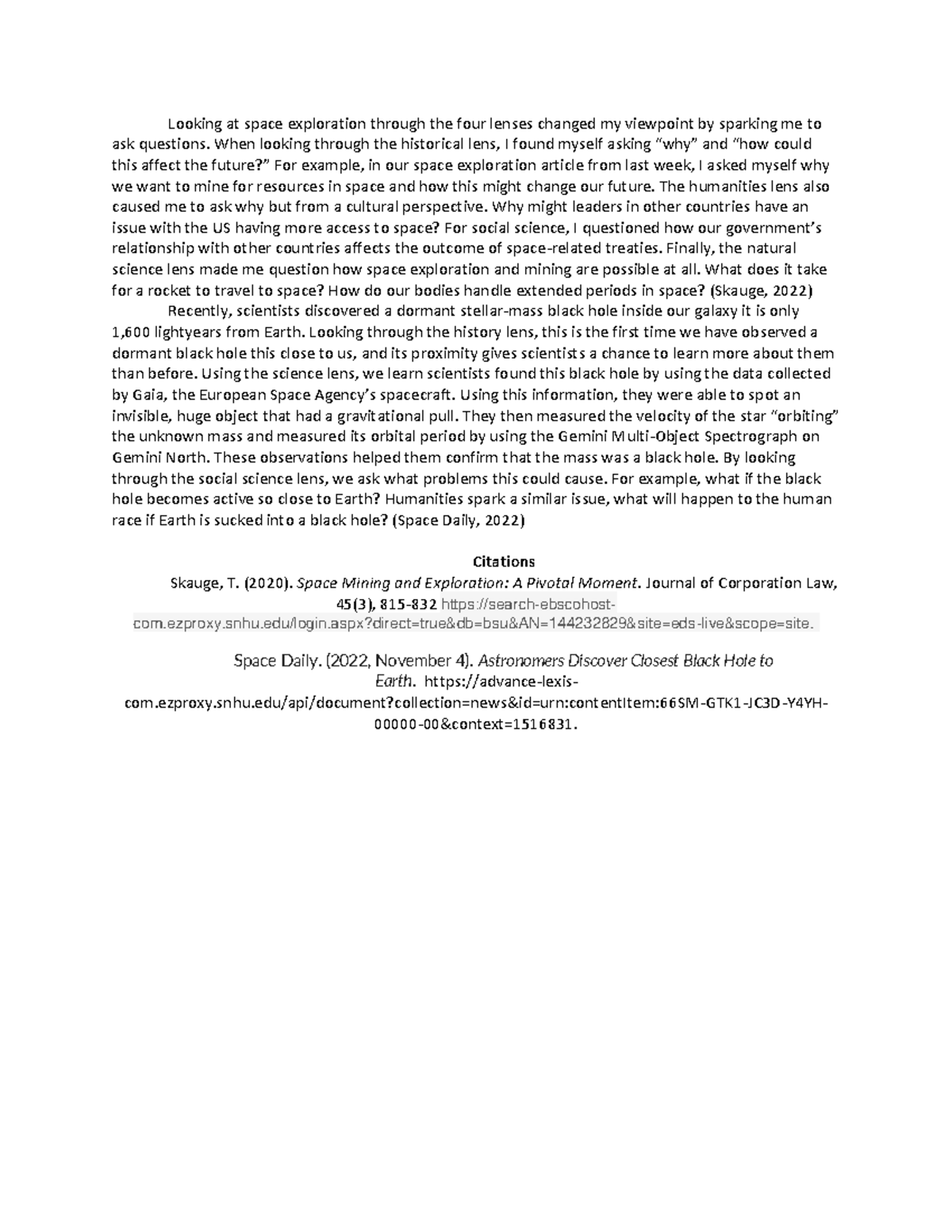 Mod 3 discussion LA - Looking at space exploration through the four ...