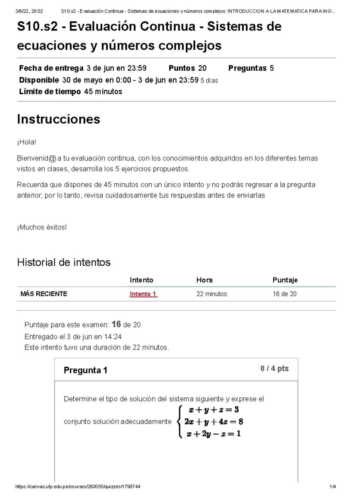 S10.s2 - Evaluación Continua - Sistemas de ecuaciones y números complejos Introduccion A LA ...