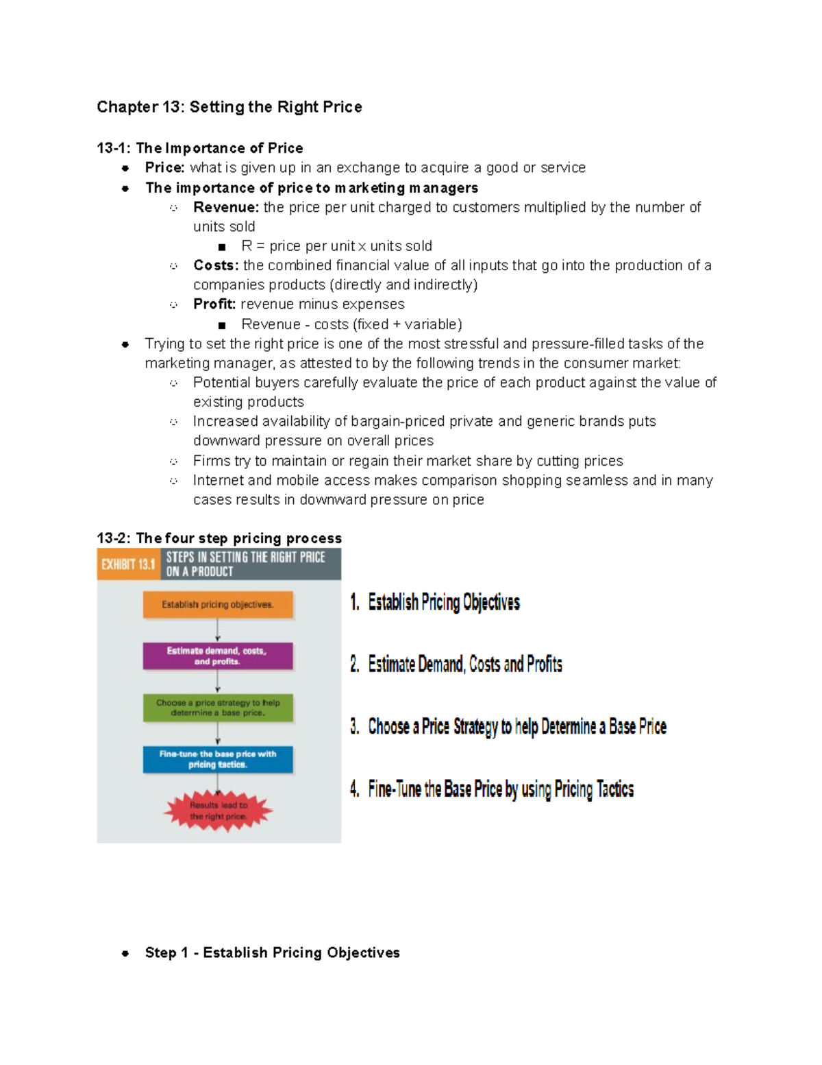 MKT 100 Chapter 13 - mkt 100 notes - Chapter 13: Setting the Right ...
