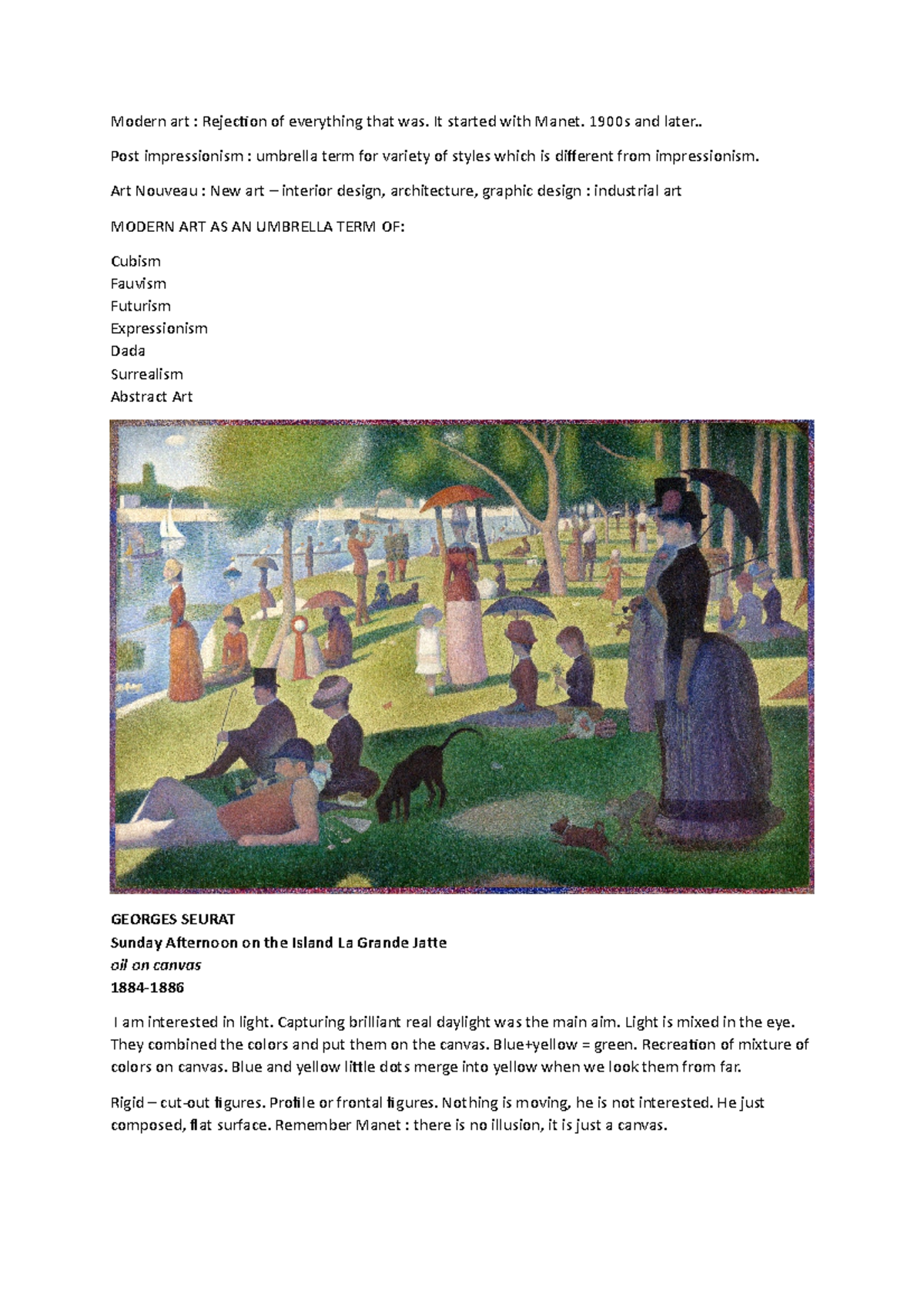 Hum 202 Modern art 1 - Modern art : Rejection of everything that was ...