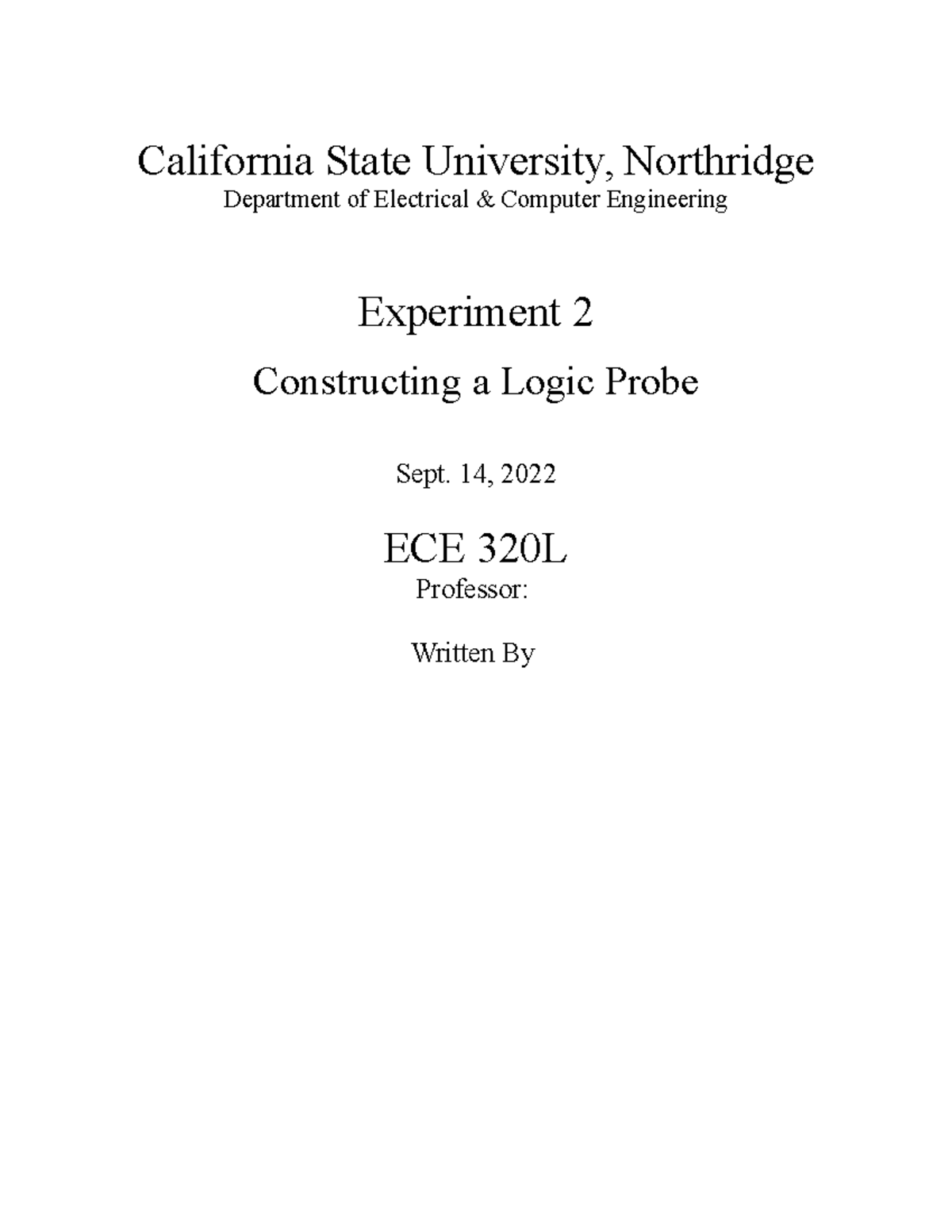 ECE 320 Lab 2 - Lab 2 - California State University, Northridge ...
