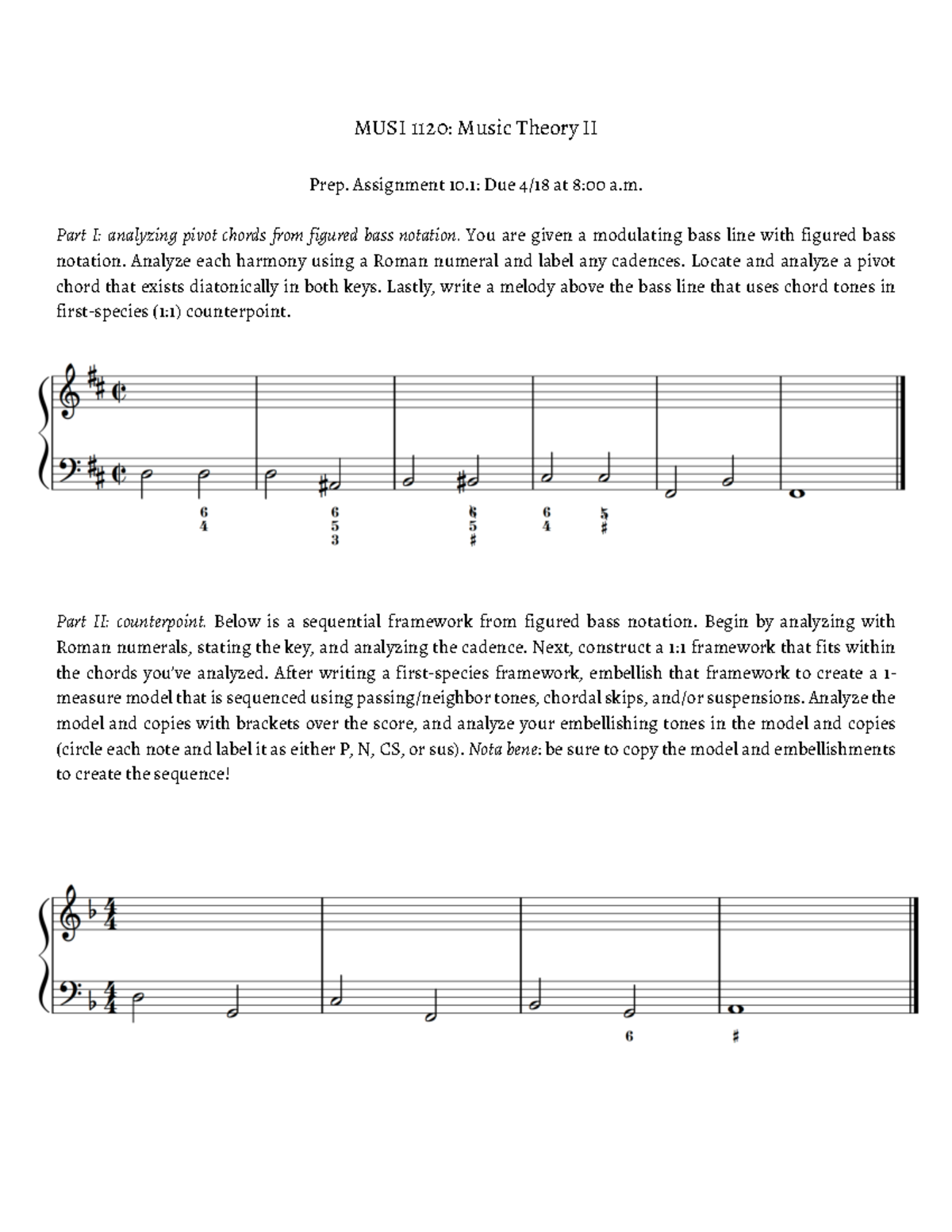Prep - Prep assignment no.10 - MUSI 11 2 0: Music Theory II Prep ...