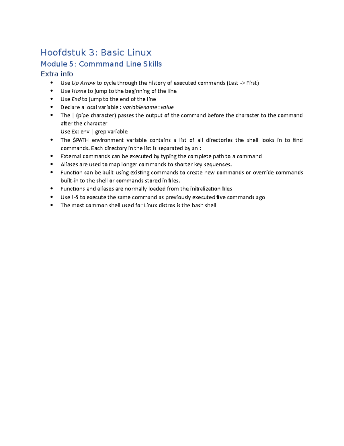 Samenvatting Hoofdstuk 3 1 - Hoofdstuk 3: Basic Linux Module 5 ...