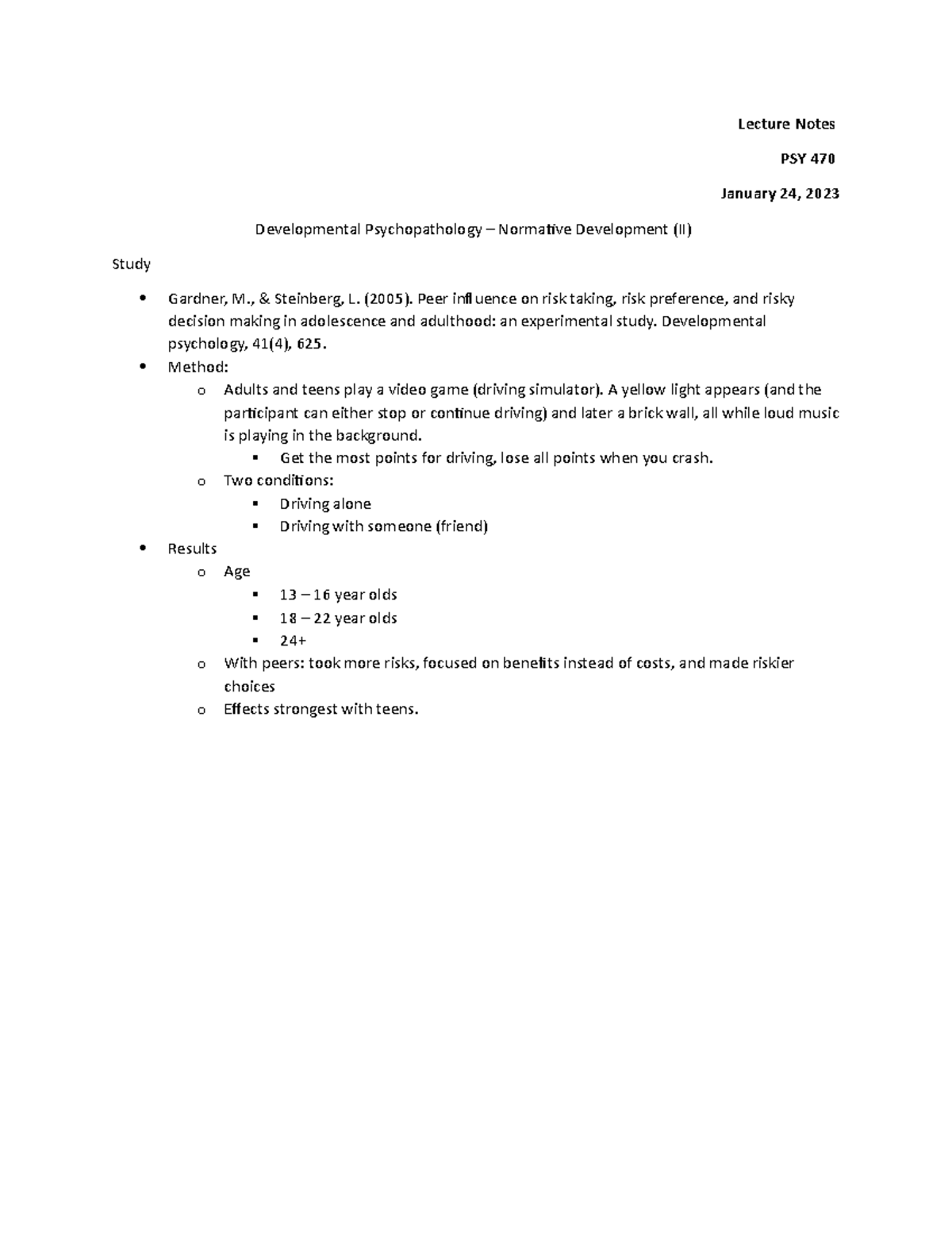 4.2 DP - Normative Development (II) - Lecture Notes PSY 470 January 24 ...