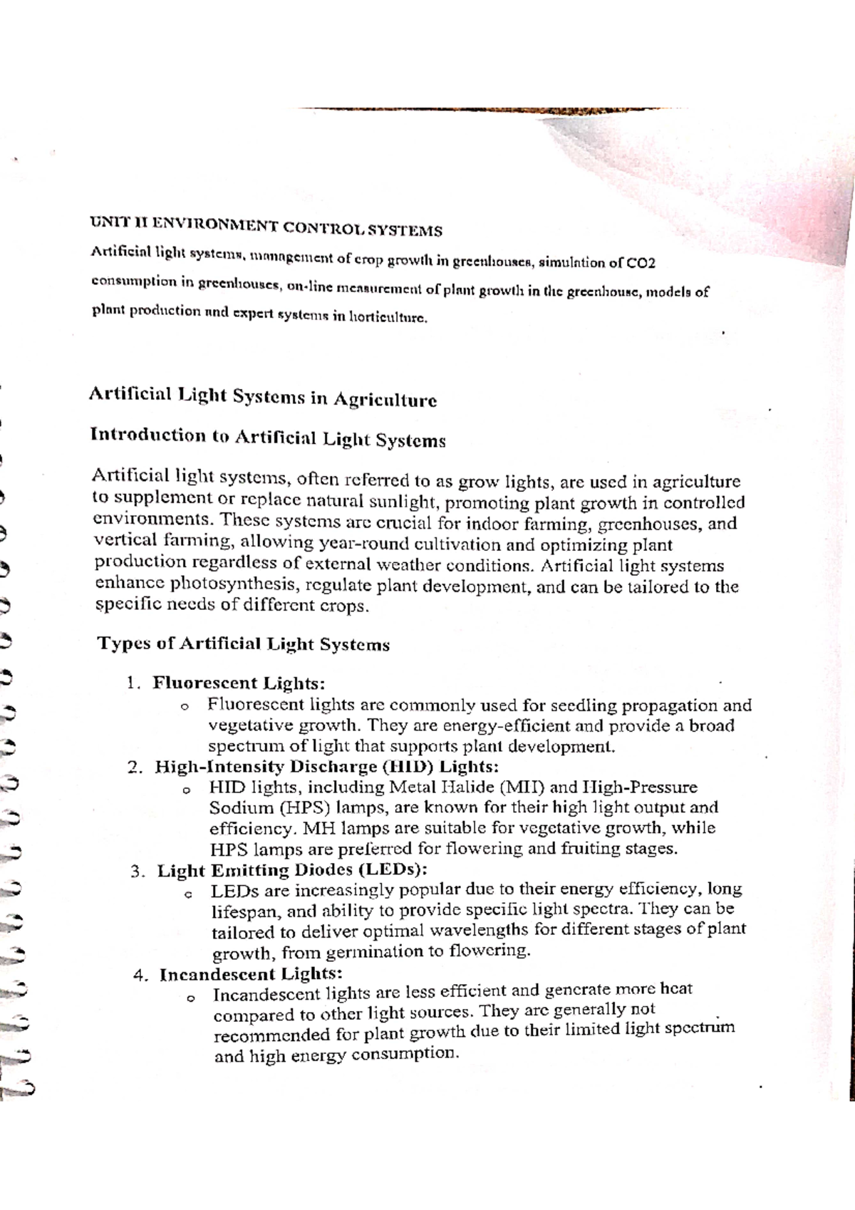 Unit 2 ITA - notes - UNIT II ENVIRONMENT CONTROL SYSTEMS Artificial ...