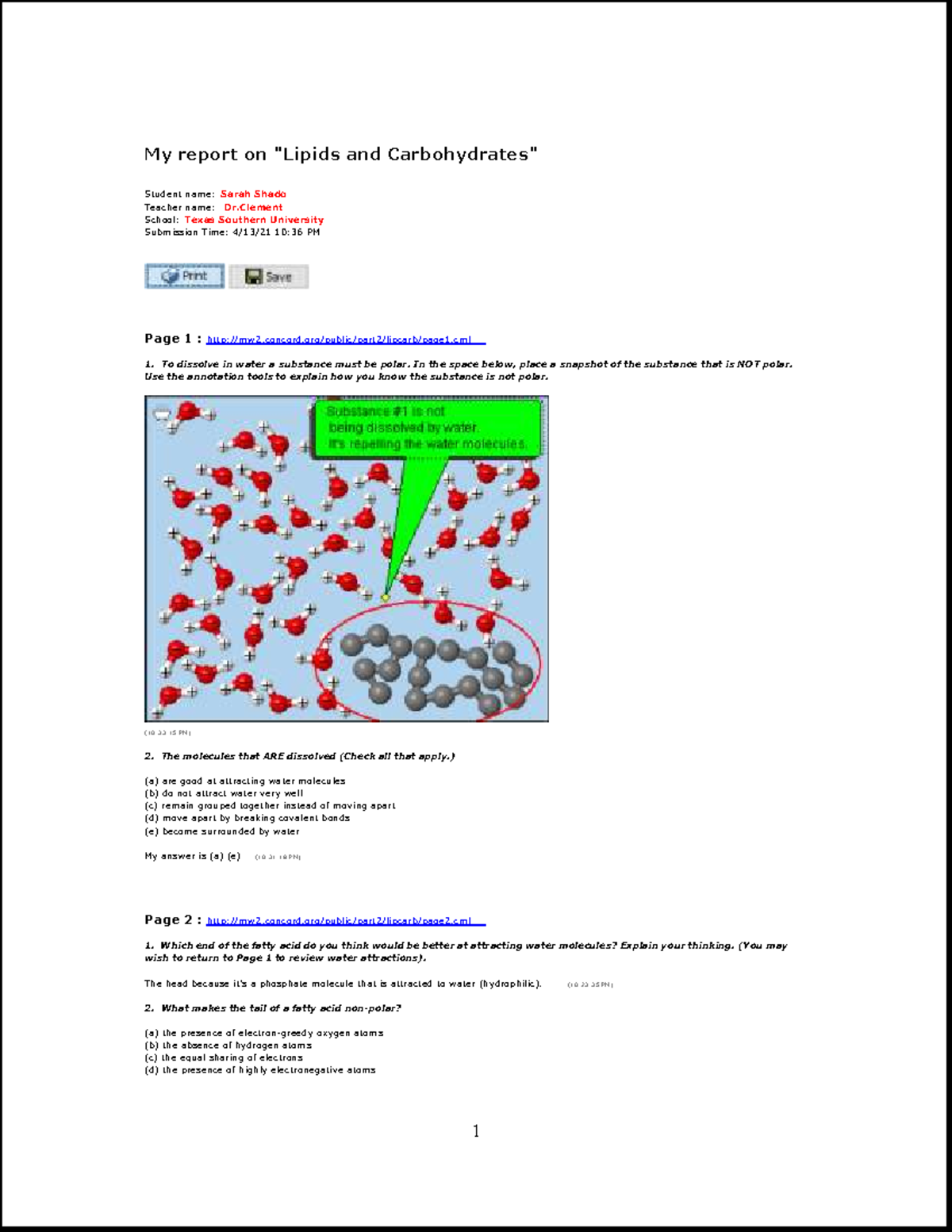 Lab 7 Assignment - My report on "Lipids and Carbohydrates" Student name ...