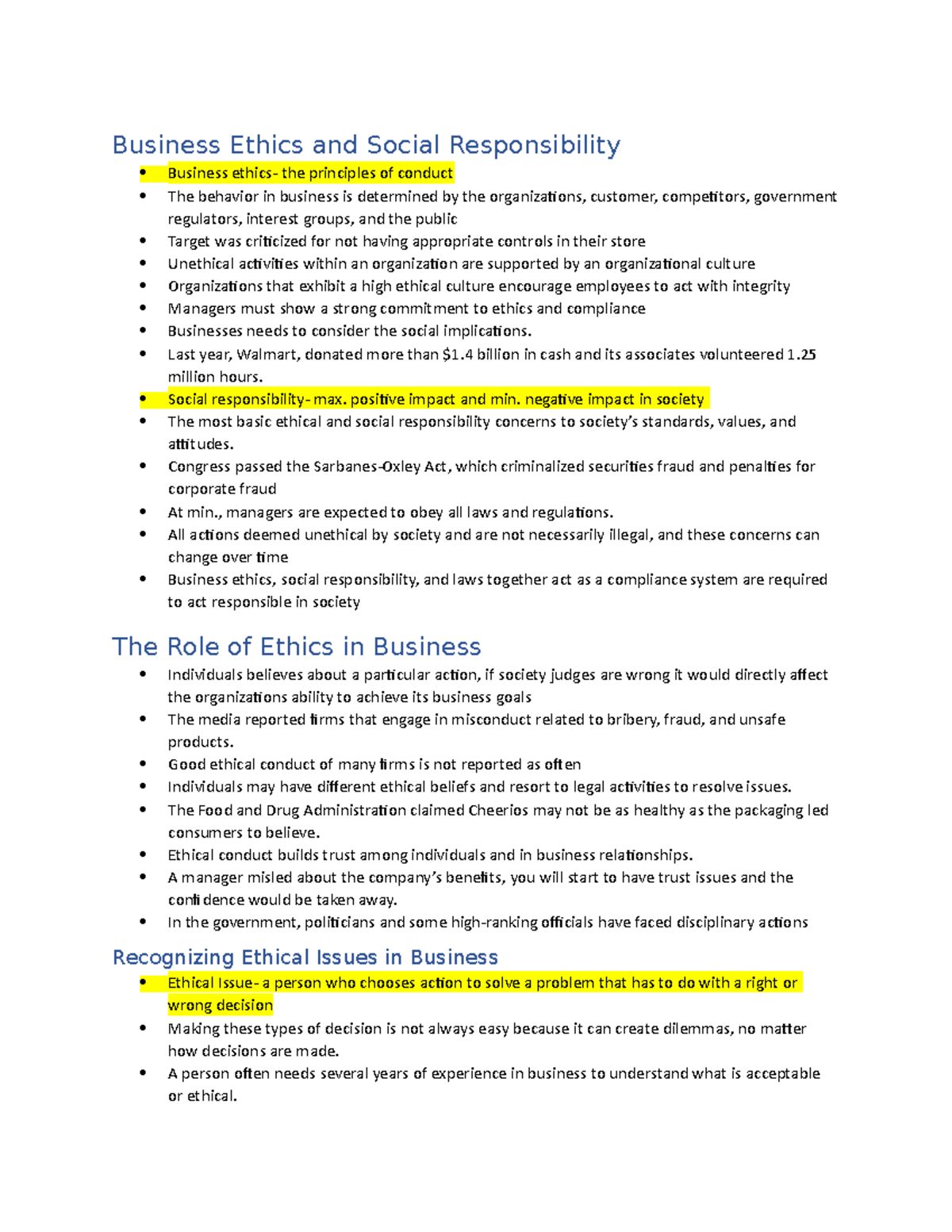 Book Notes - Chapter 2 - Business Ethics and Social Responsibility ...