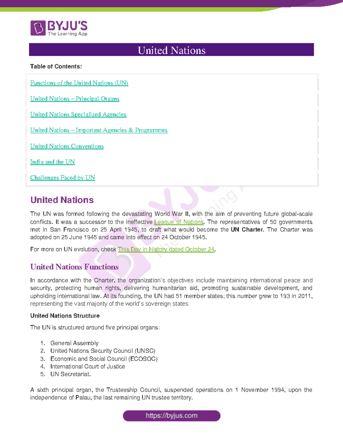 United-Nations - Guide - United Nations Table of Contents: Functions of ...