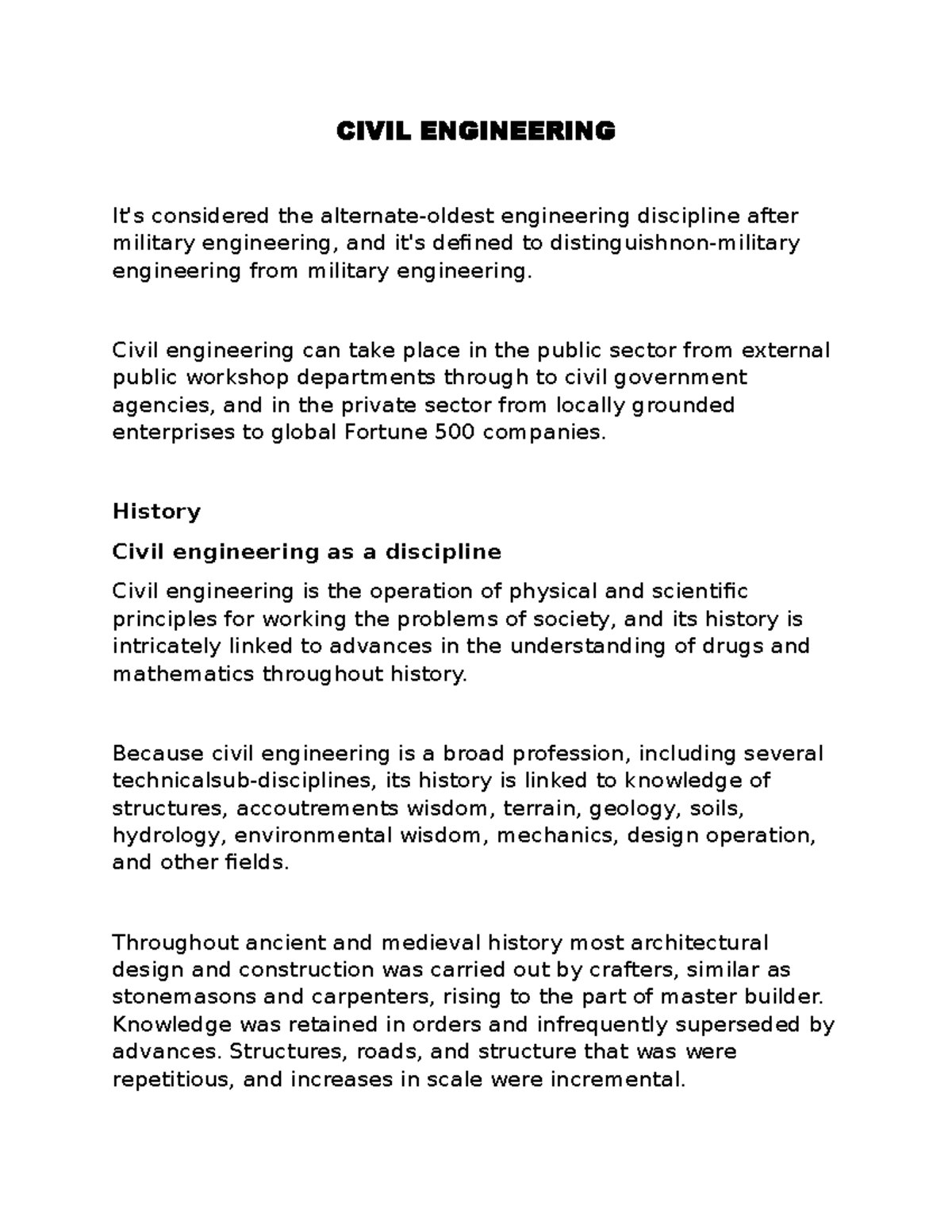 Civil Engineering - TLE - CIVIL ENGINEERING It's considered the ...