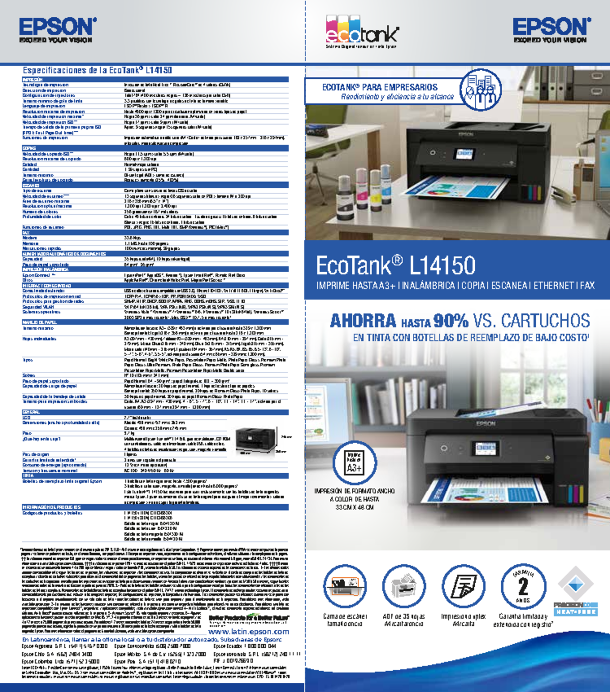 Multifuncional Epson Ecotank L14150 Color C11CH96301 - ECOTANK ® PARA ...