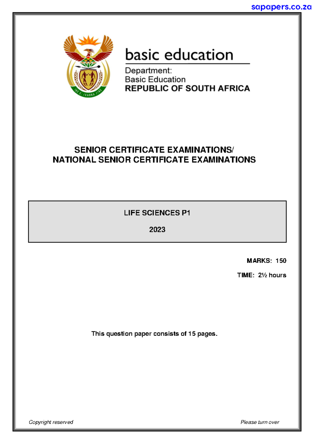 Life Sciences P1 May-June 2023 Eng - SENIOR CERTIFICATE EXAMINATIONS ...