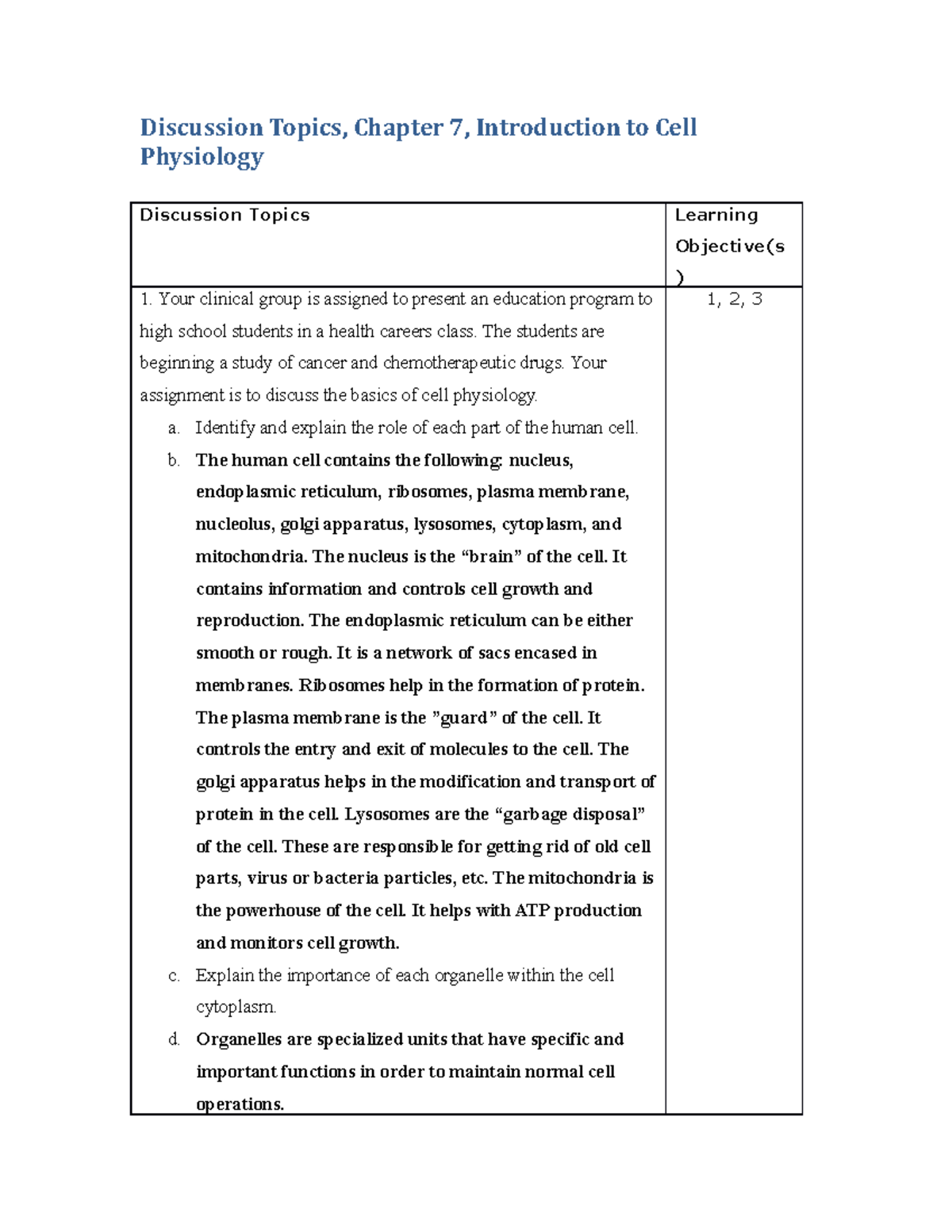 Critical thinking ch7 - Chapter 7 - Discussion Topics, Chapter 7 ...